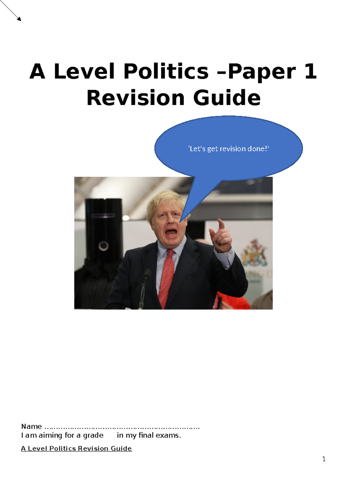 Yr12 A Level Politics Paper 1 Home Learning Revision Pack - Studocu