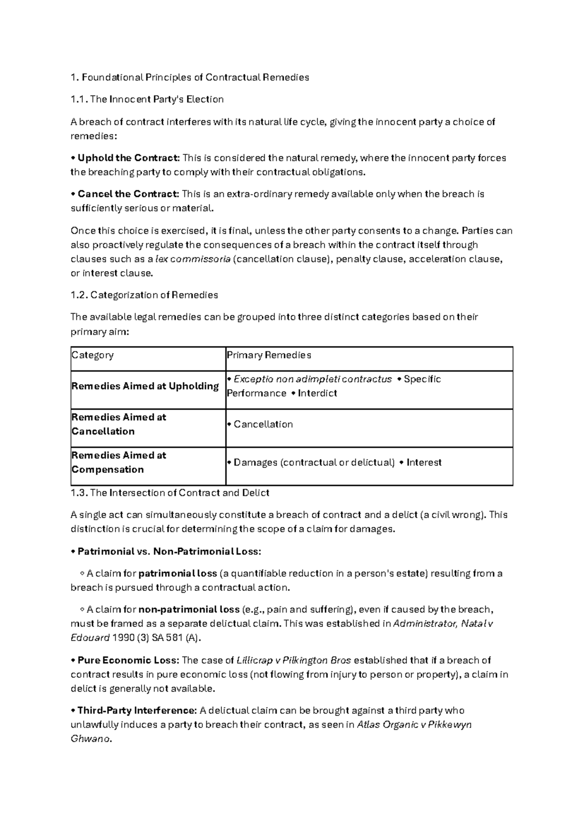 Remedies for Breach of Contract: Chapter 13 Overview - Studocu