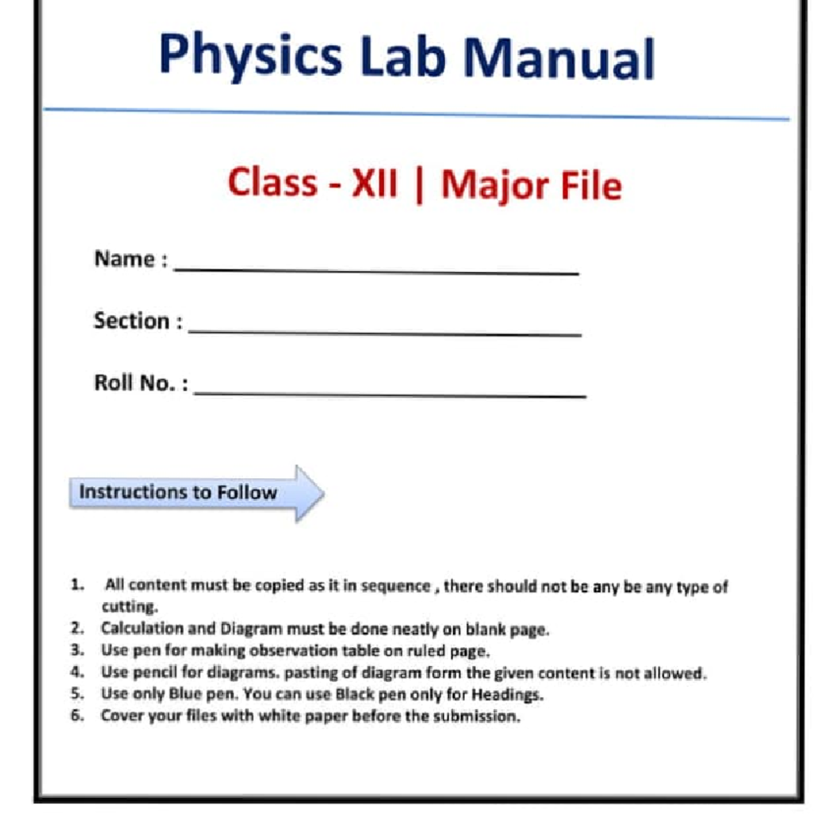 Physics Lab Manual Class XII: Major Experiments and Readings - Studocu