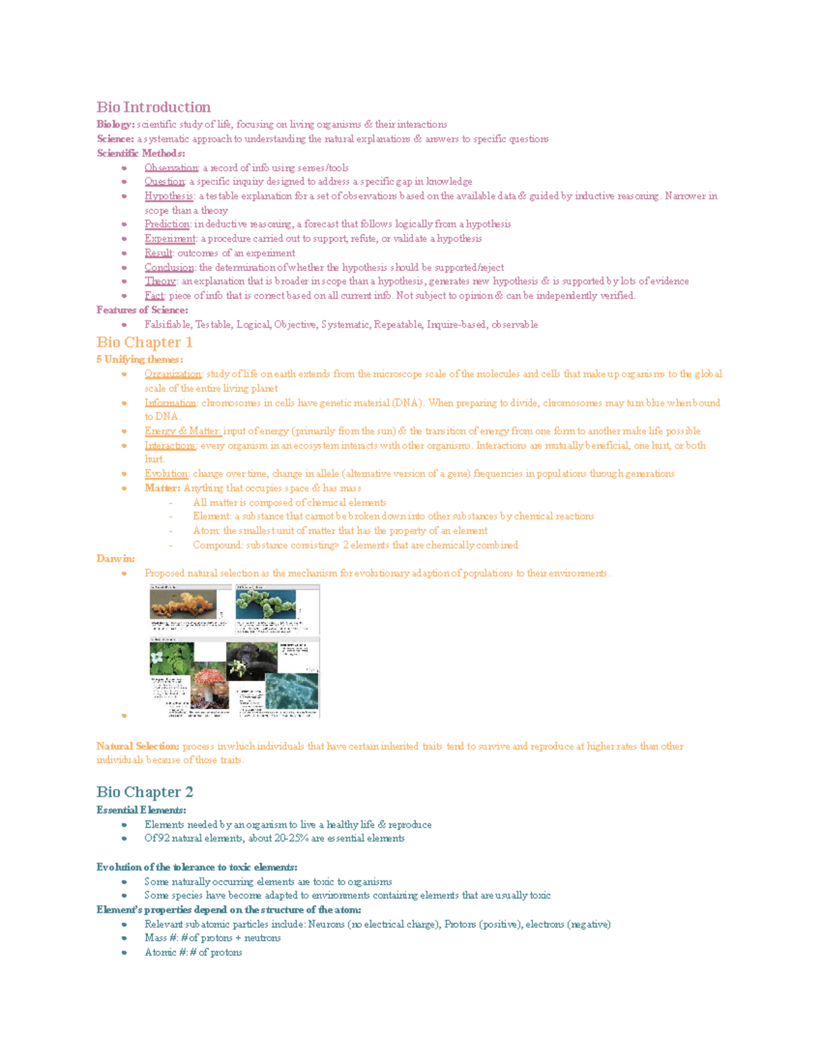 Bio 9/12 - Fall: Introduction to Biology and Scientific Methods - Studocu