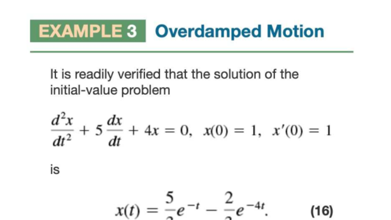 Overdamped Motion Analysis - Example 3 - Studocu