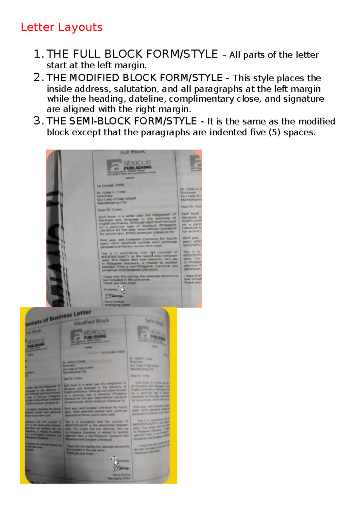 Letter Layouts and Cover Letter Guidelines for Job Applications - Studocu