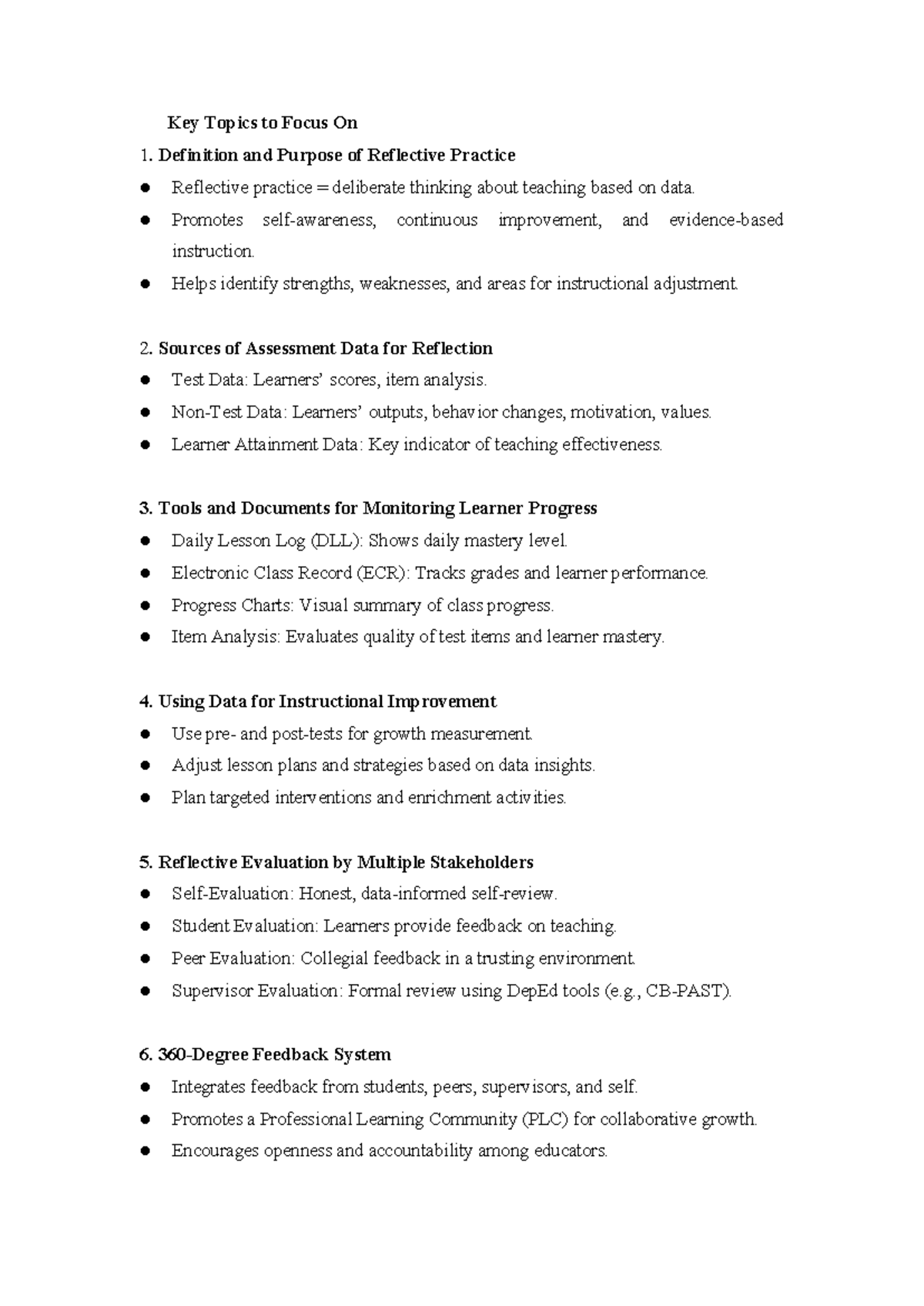 Reflective Practice Insights: Key Topics for Educators Report - Studocu
