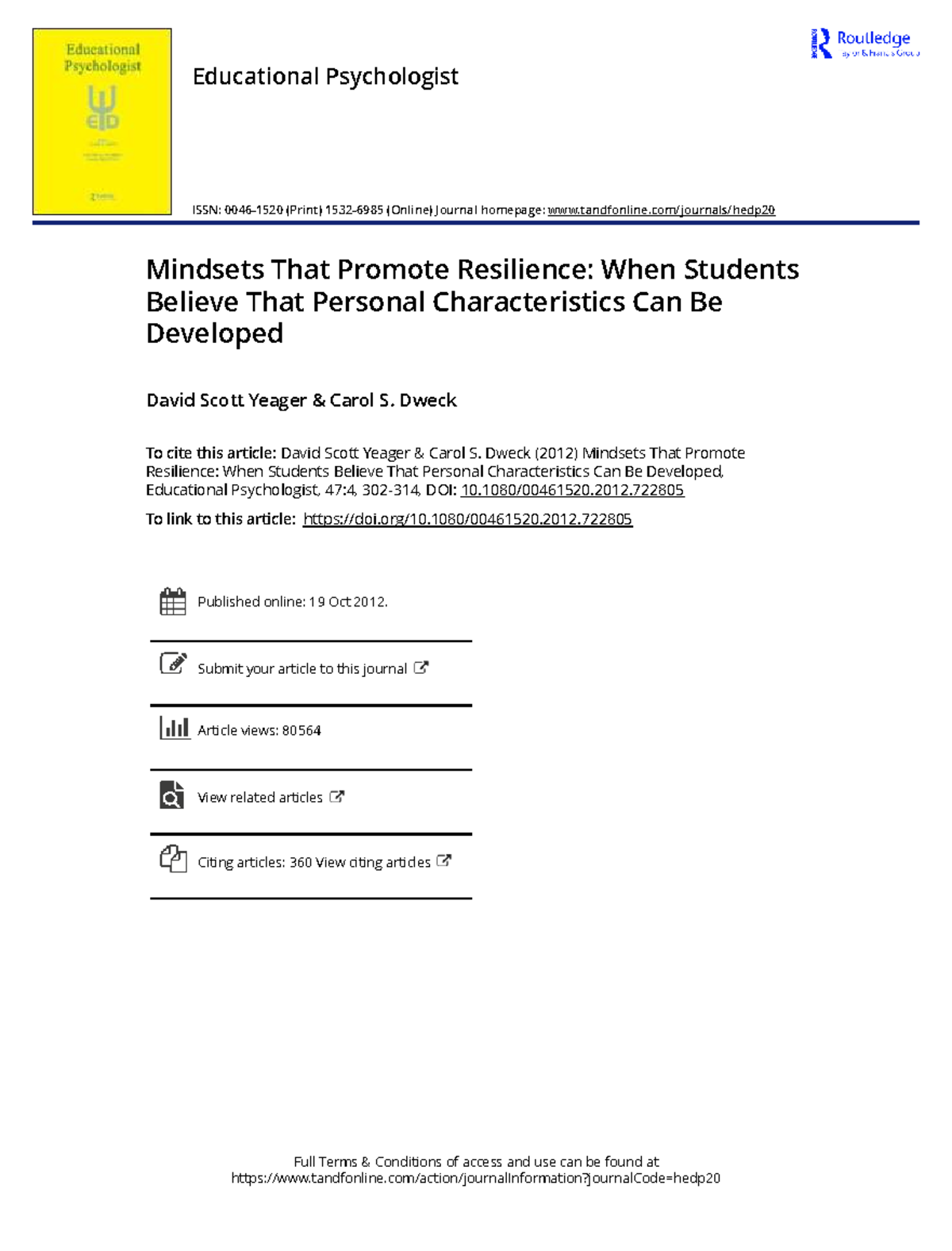 Mindsets That Foster Resilience: Developing Personal Traits in Students ...