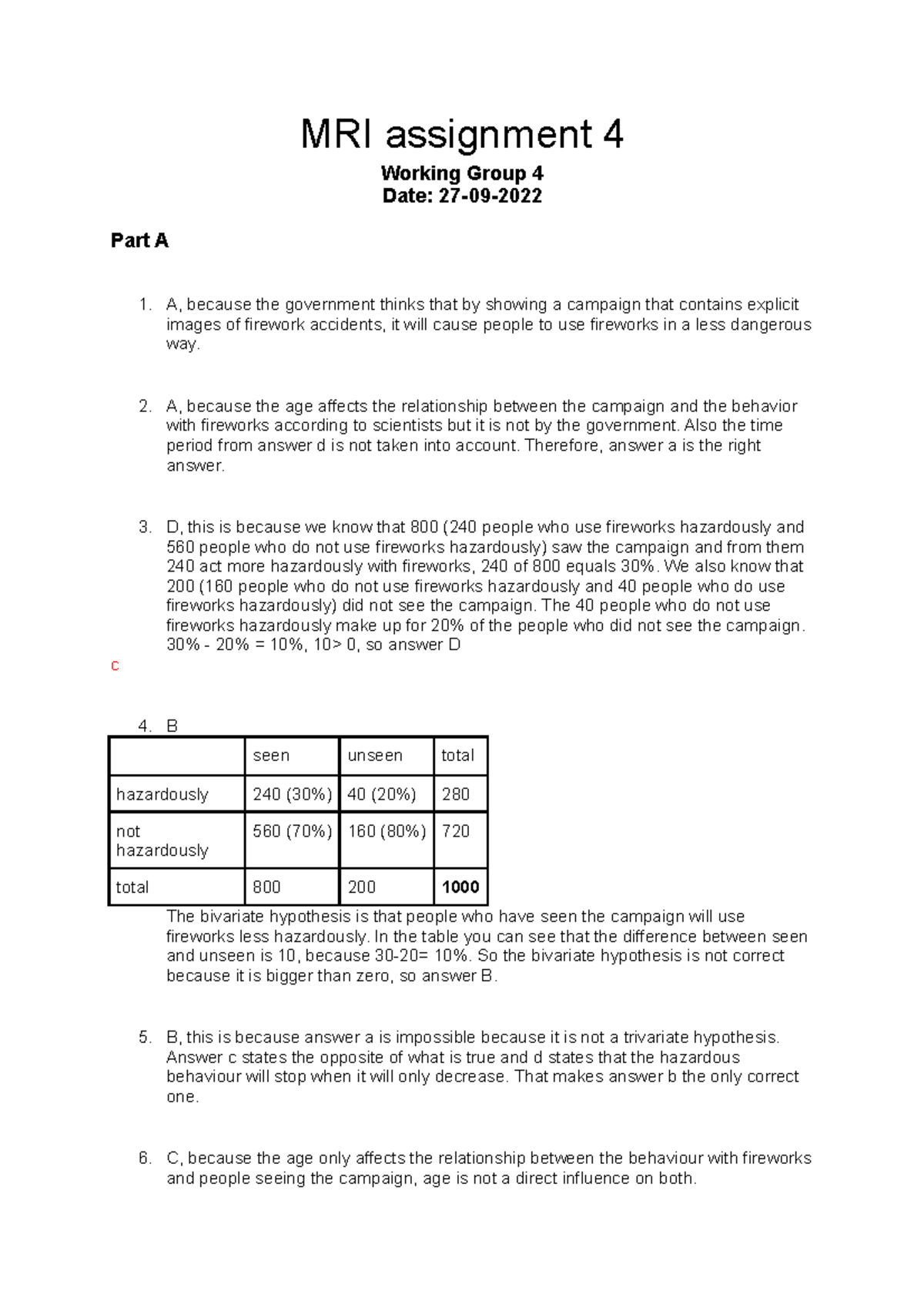 MRI Assignment 4: Analyzing Firework Safety Campaign Effects - Studeersnel