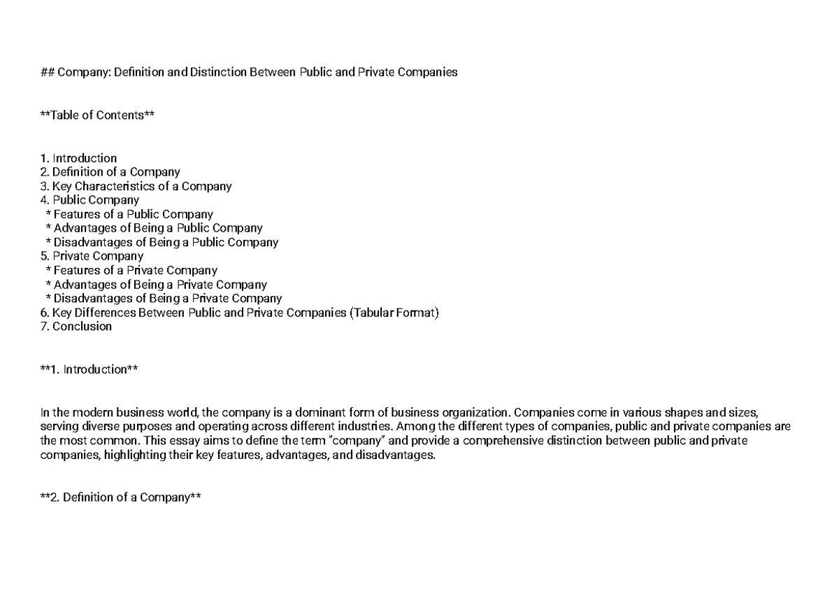 Company: Distinctions Between Public and Private Entities Explained ...