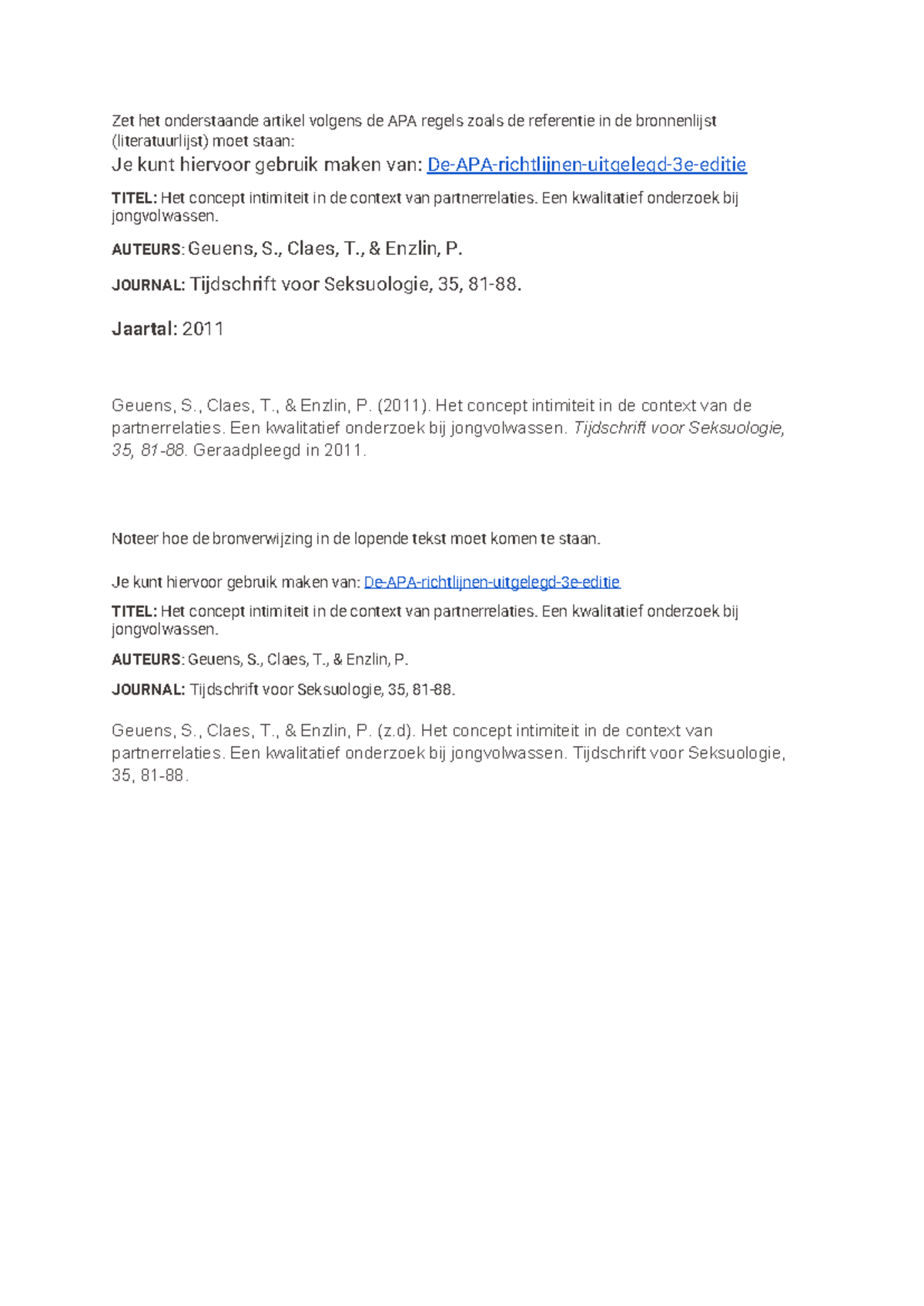 APA Richtlijnen voor Bronvermelding in Verpleegkunde - Studeersnel