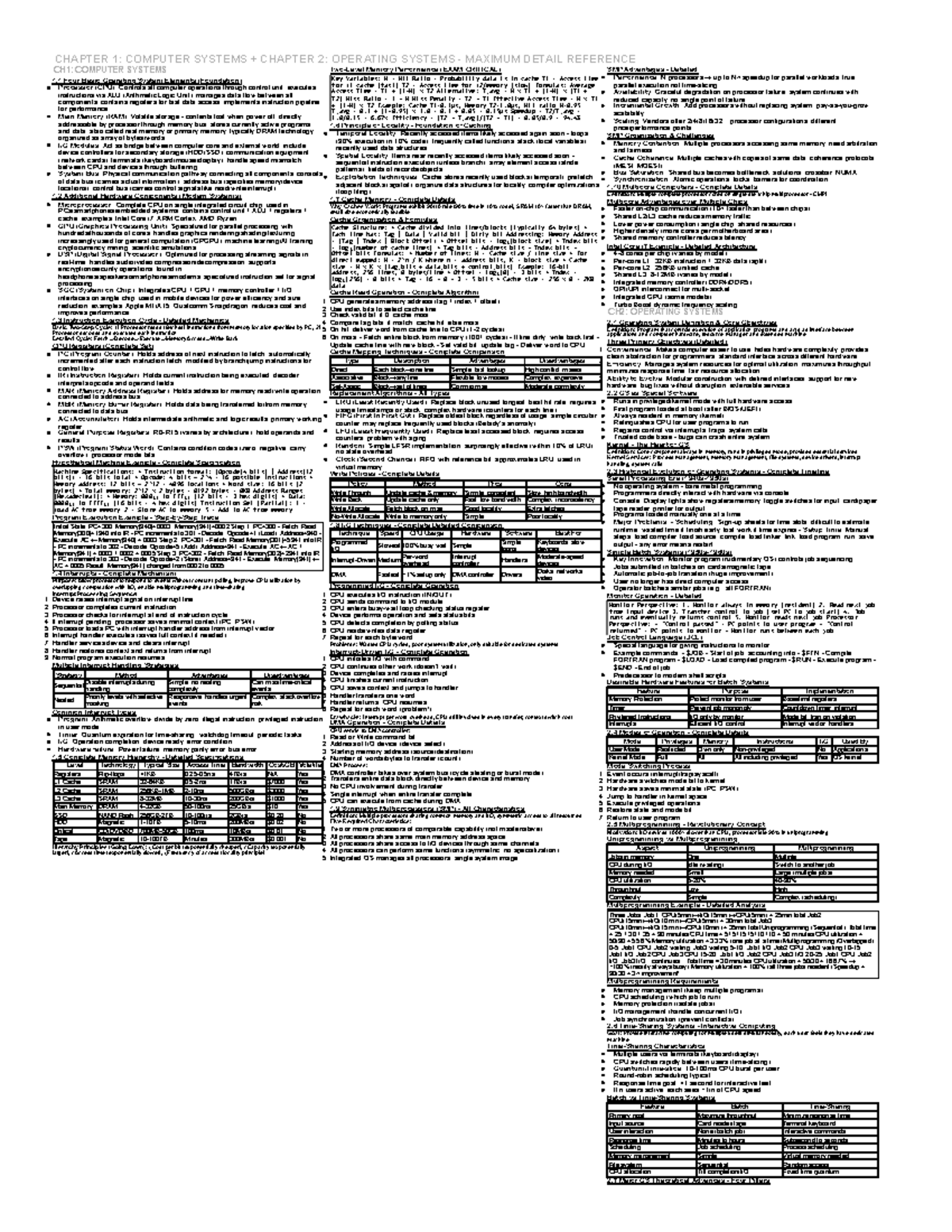 Ch1&2 Complete Cheat Sheet: Computer & Operating Systems (EXAM CRITICAL ...