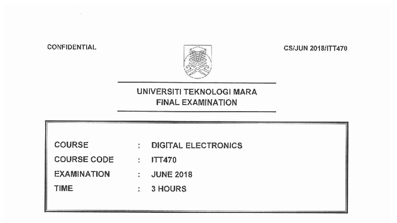 ITT470 Final Exam - Digital Electronics June 2018 - Studocu