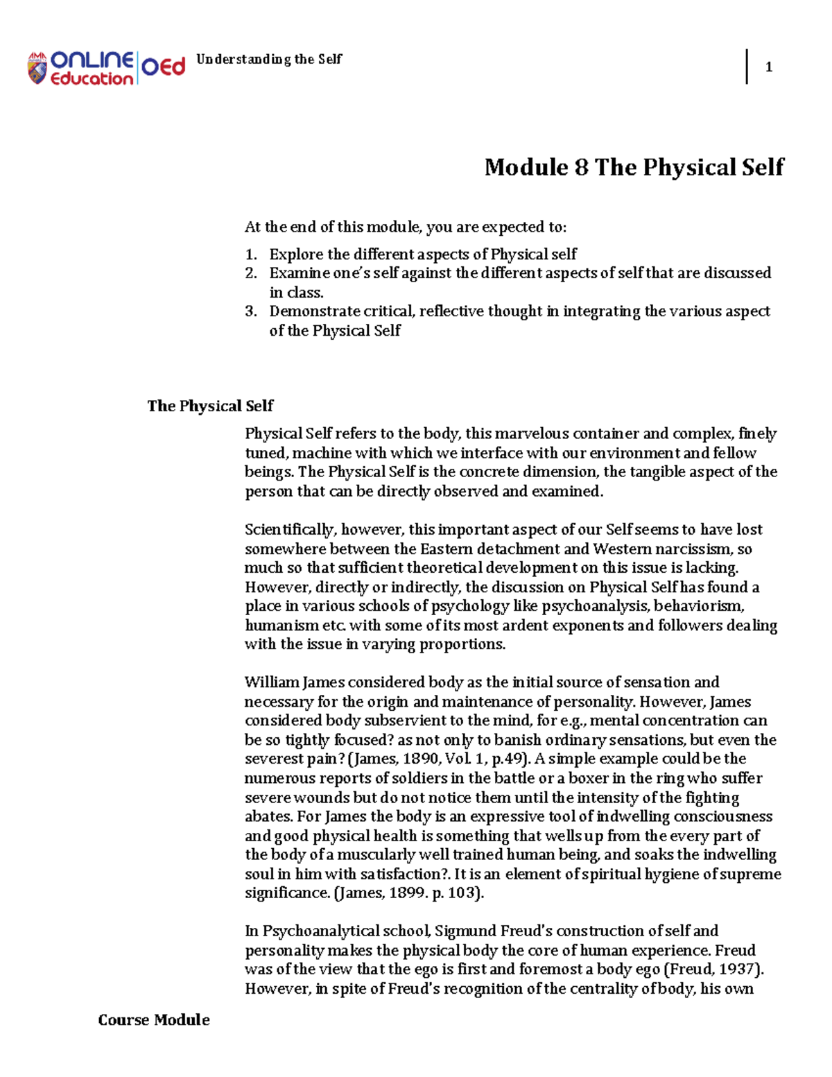W8-The Physical Self - Understanding the Self 1 Course Module Module 8 ...