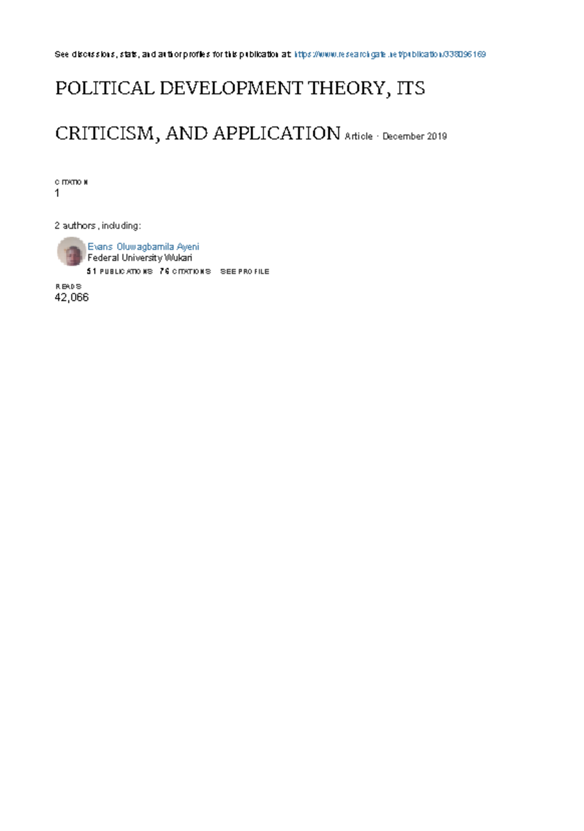 Reading 4a - Political Development Theory: Critiques & Applications in ...