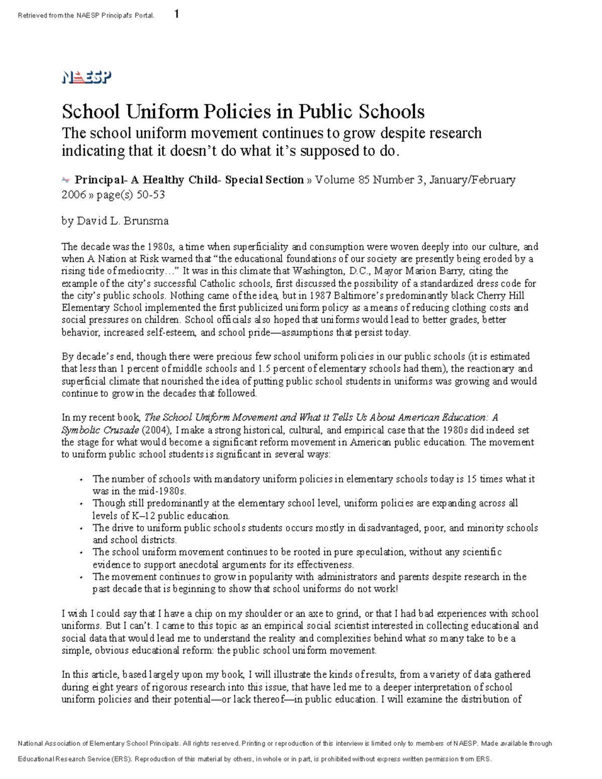School Uniform Policies in Public Education: An Empirical Analysis ...