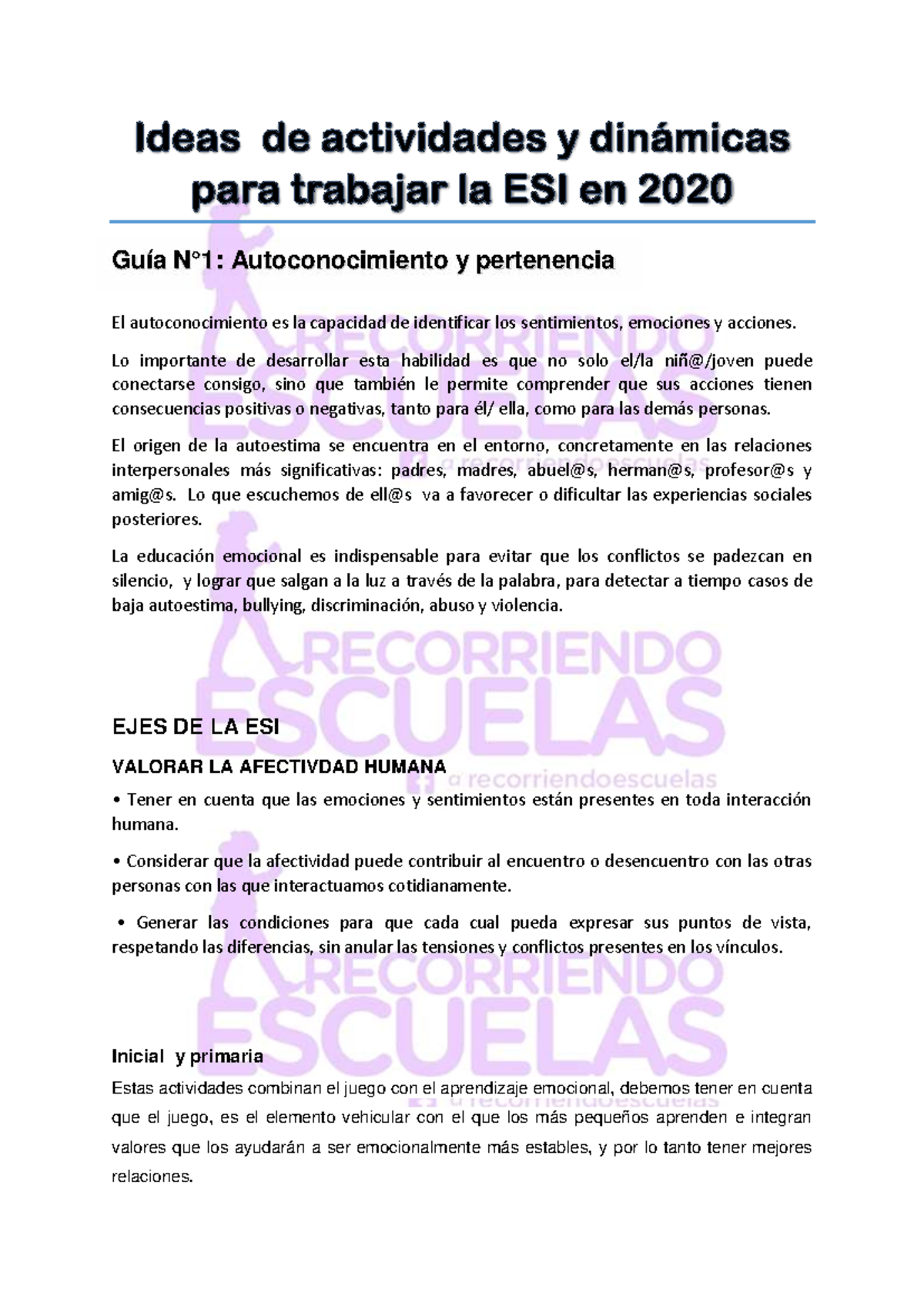 Guía de Autoconocimiento e Inclusión en Educación Emocional - Studocu