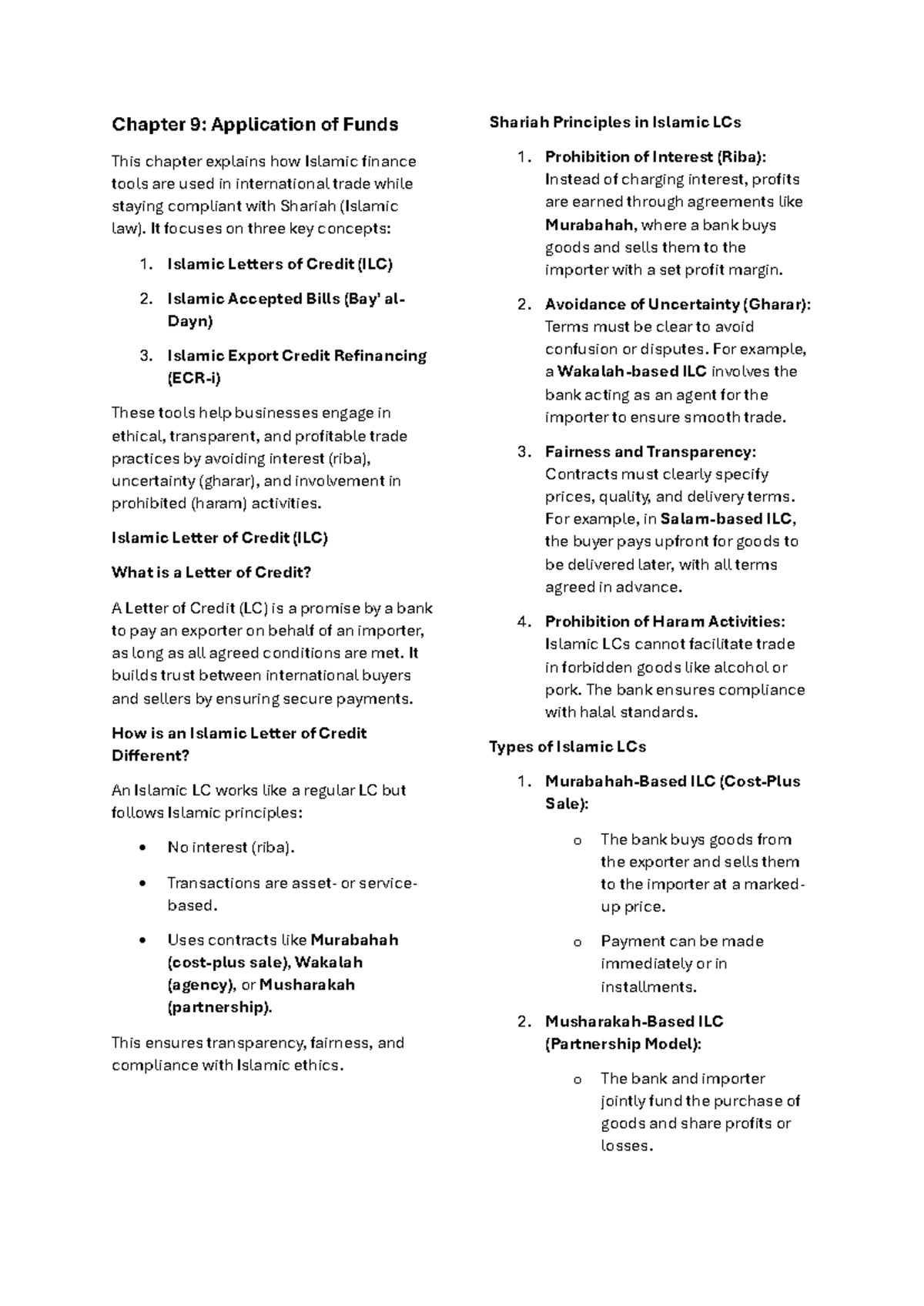 Chapter 9: Islamic Finance Tools in International Trade - Studocu