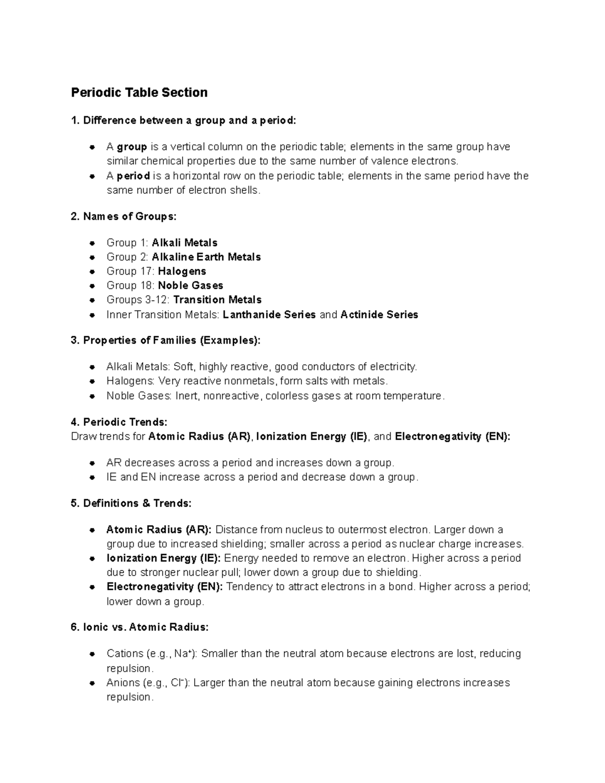 Chemistry 101: Periodic Table Overview and Key Concepts - Studocu