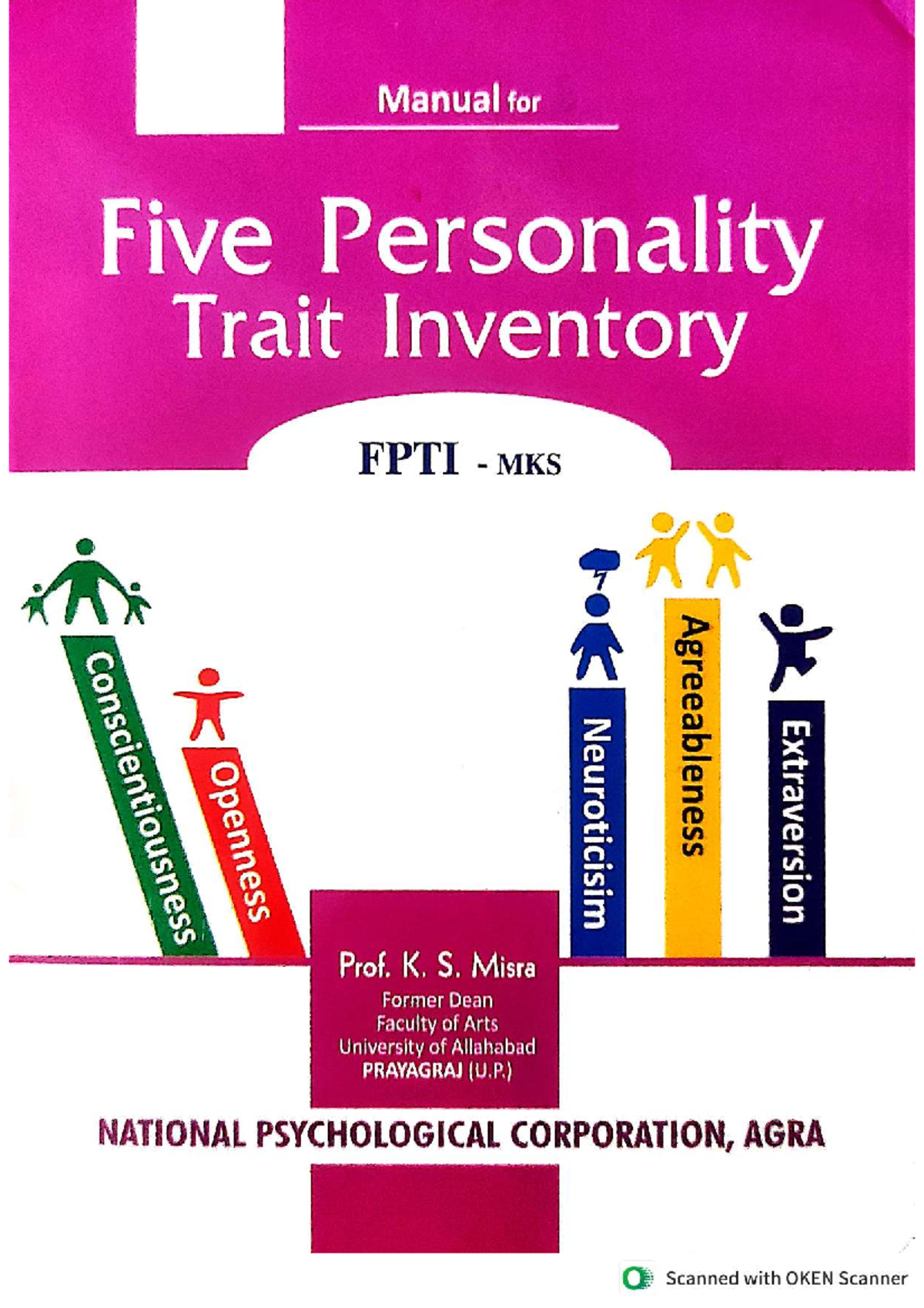 Manual for Five Personality Trait Inventory (FPTI) by Prof. K.S. Misra ...