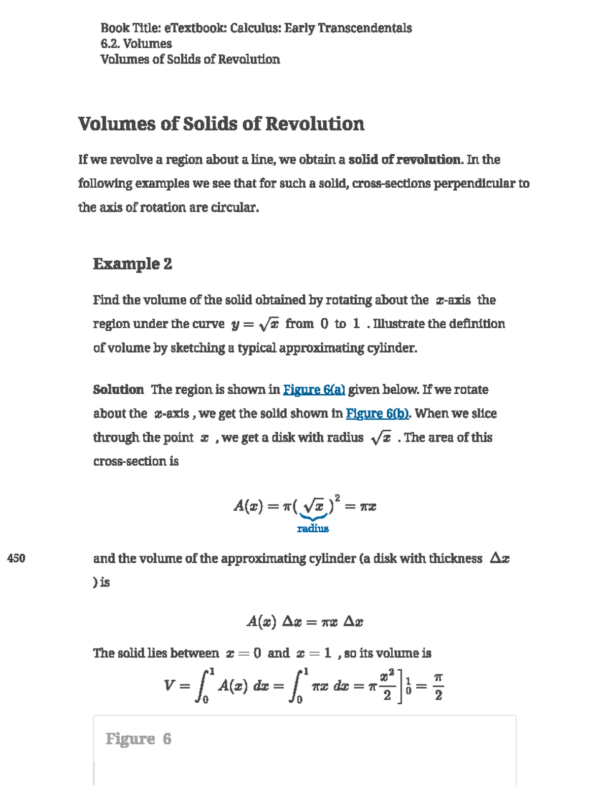 "Calculus: Early Transcendentals 6.2 - Volumes of Solids of Revolution ...