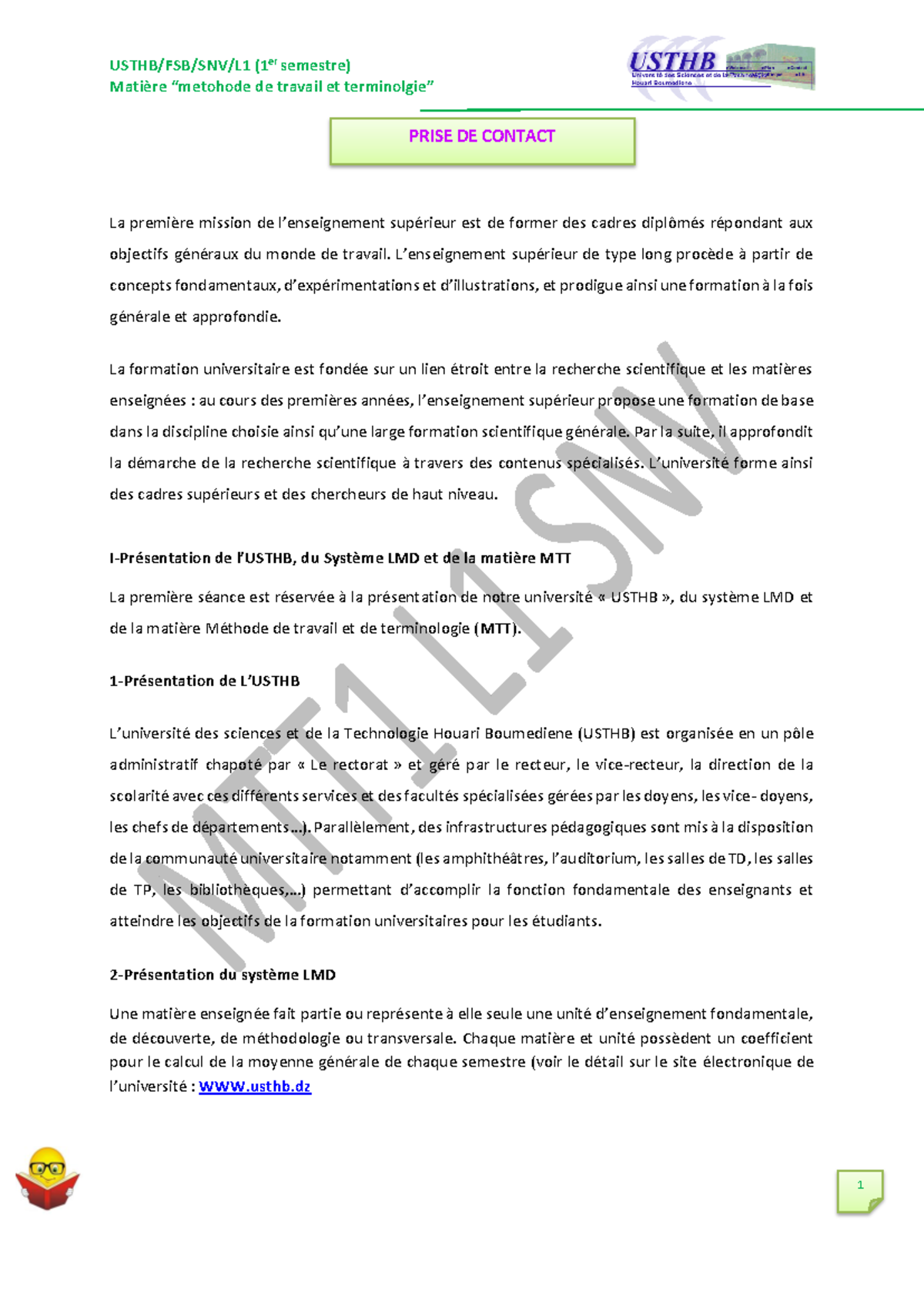 MTT1 L1 Méthodes de Travail et Terminologie - Notes et Guide - Studocu