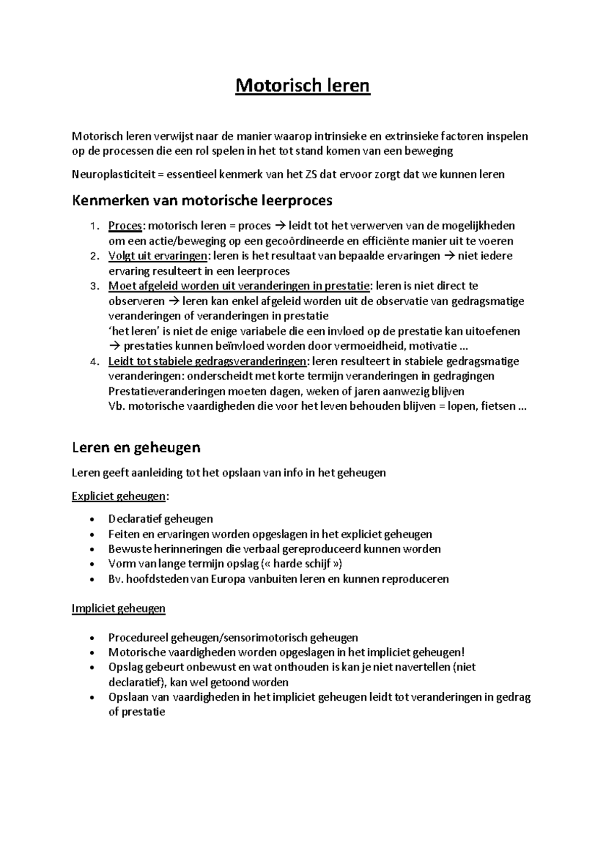 Motorisch leren H2 - motorisch leren - Motorisch leren Motorisch leren ...