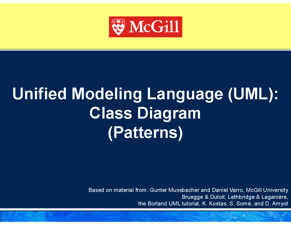 ECSE223 UML Class Diagrams: Patterns and Scenario Analysis - Studocu