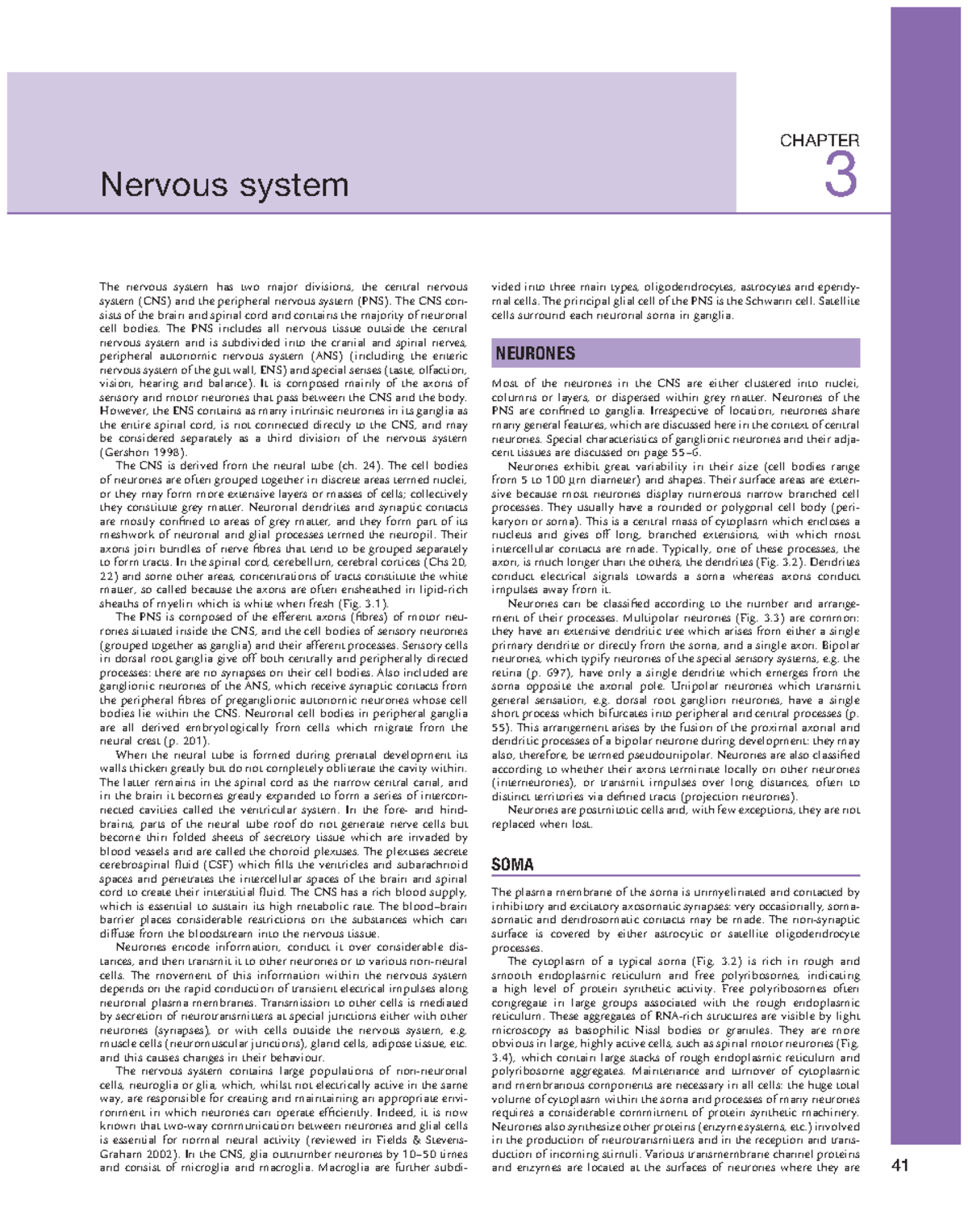 CHAPTER 3 Nervous System Overview: CNS and PNS Functions - Studocu