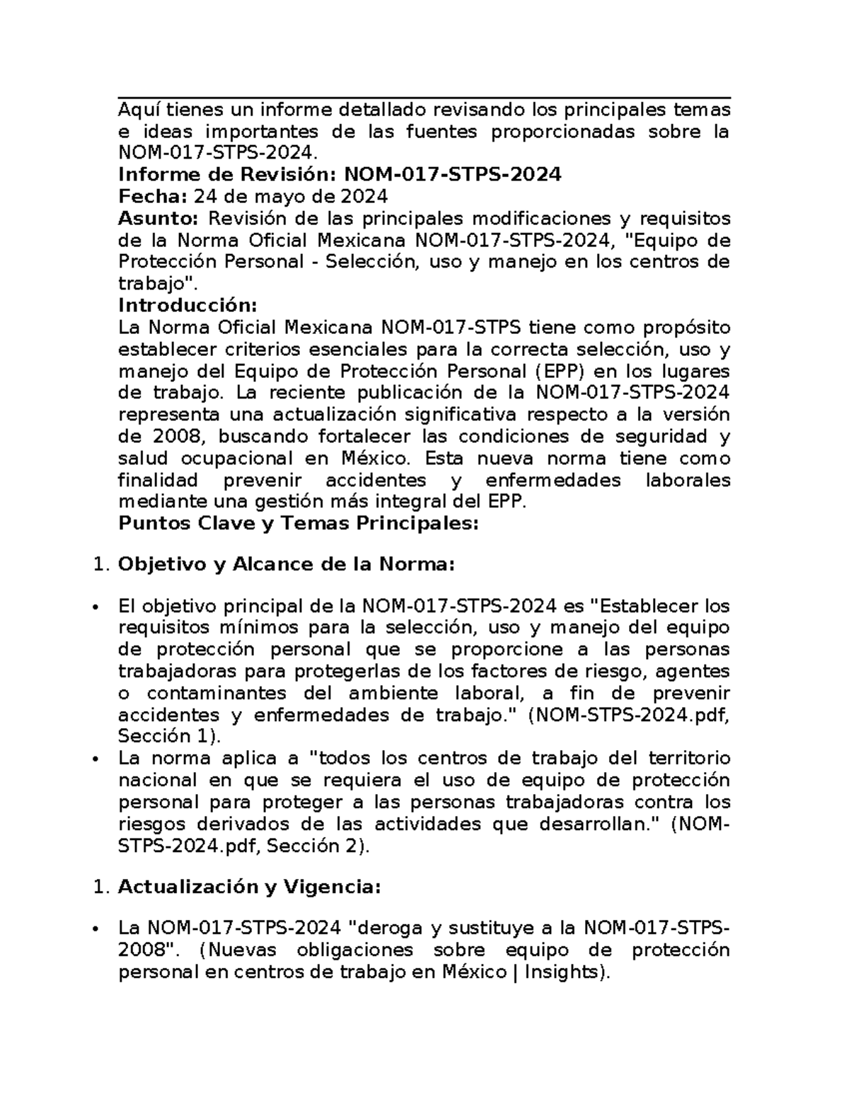 Resumen de la Norma Oficial Mexicana NOM-017-STPS-2024 sobre EPP - Studocu