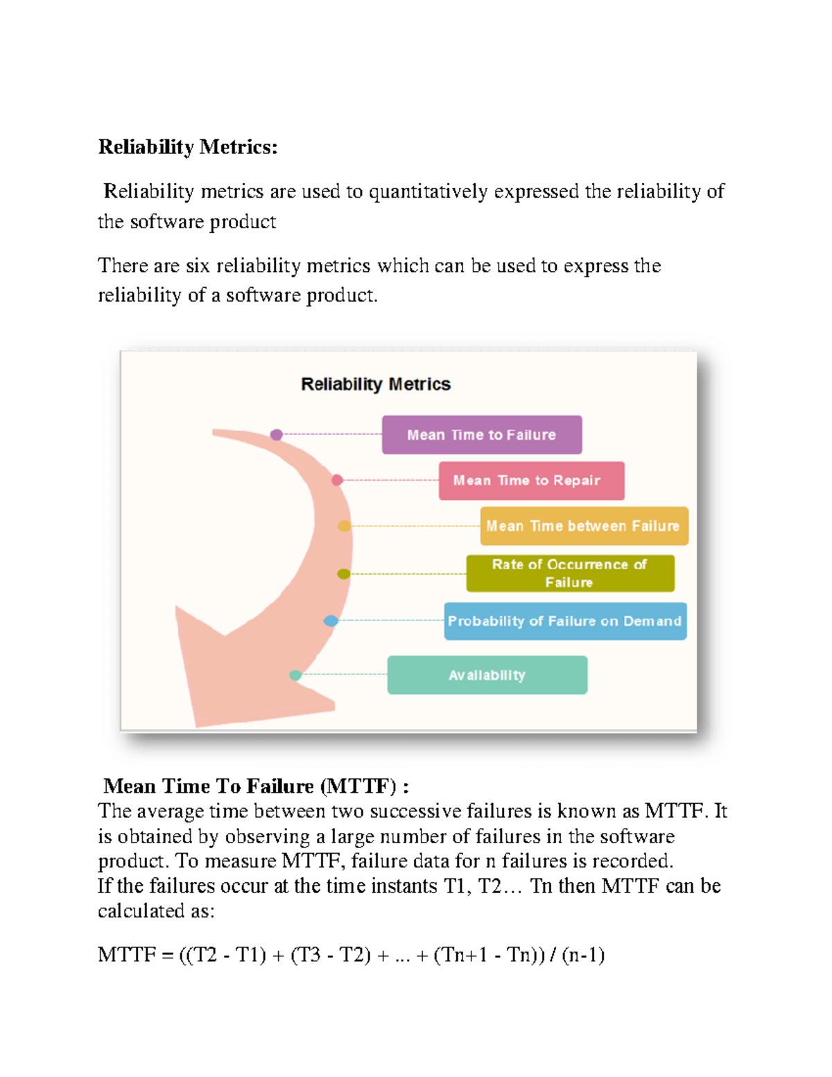 Software Reliability Metrics Analysis and MTTF, MTTR, MTBF Explained ...