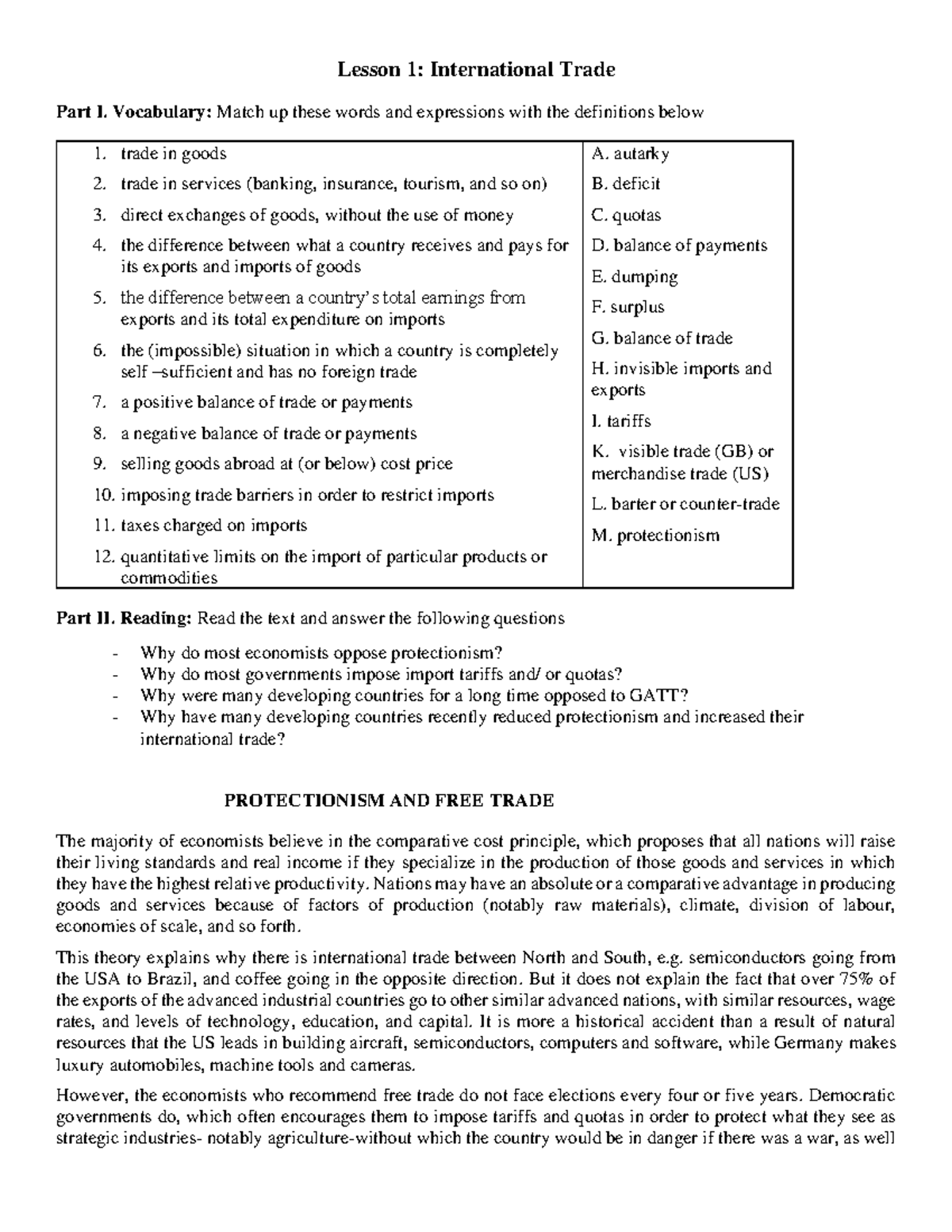 Unit 1: International Trade - Lesson Overview and Key Concepts - Studocu