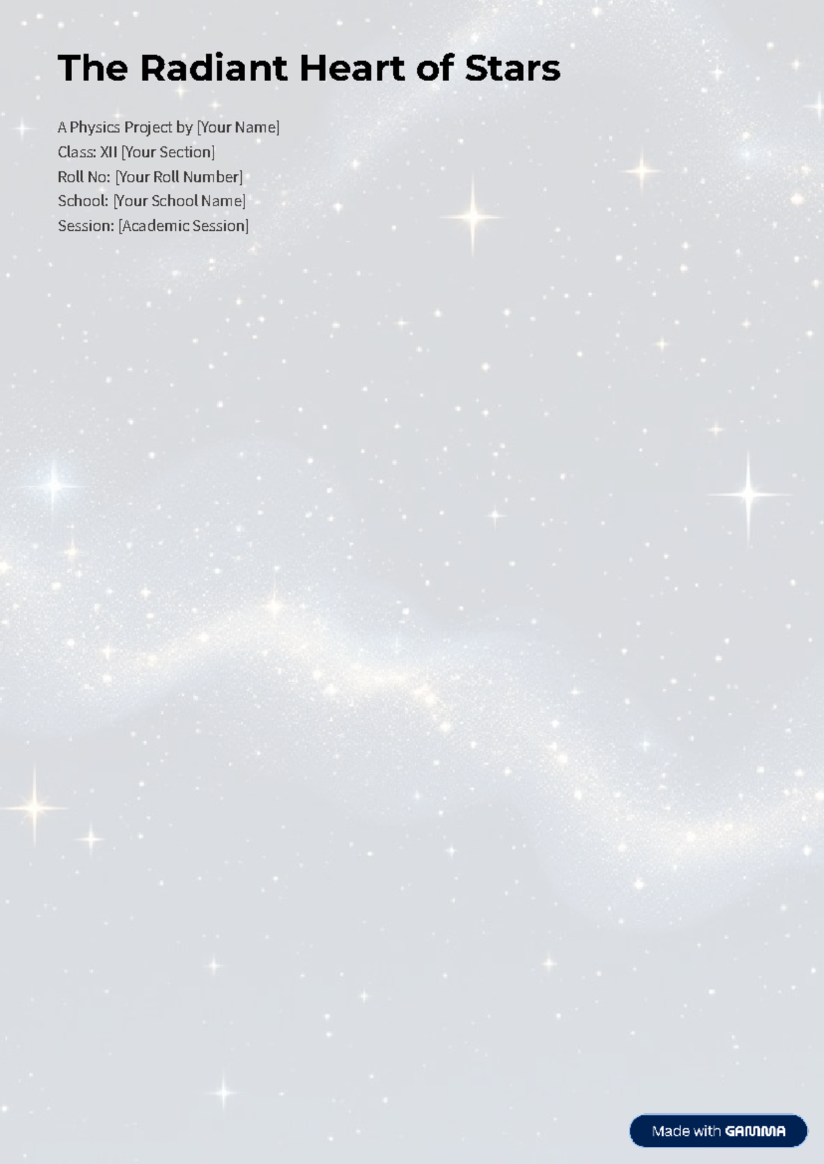 The Radiant Heart of Stars: A Physics Project for Class XII - Studocu