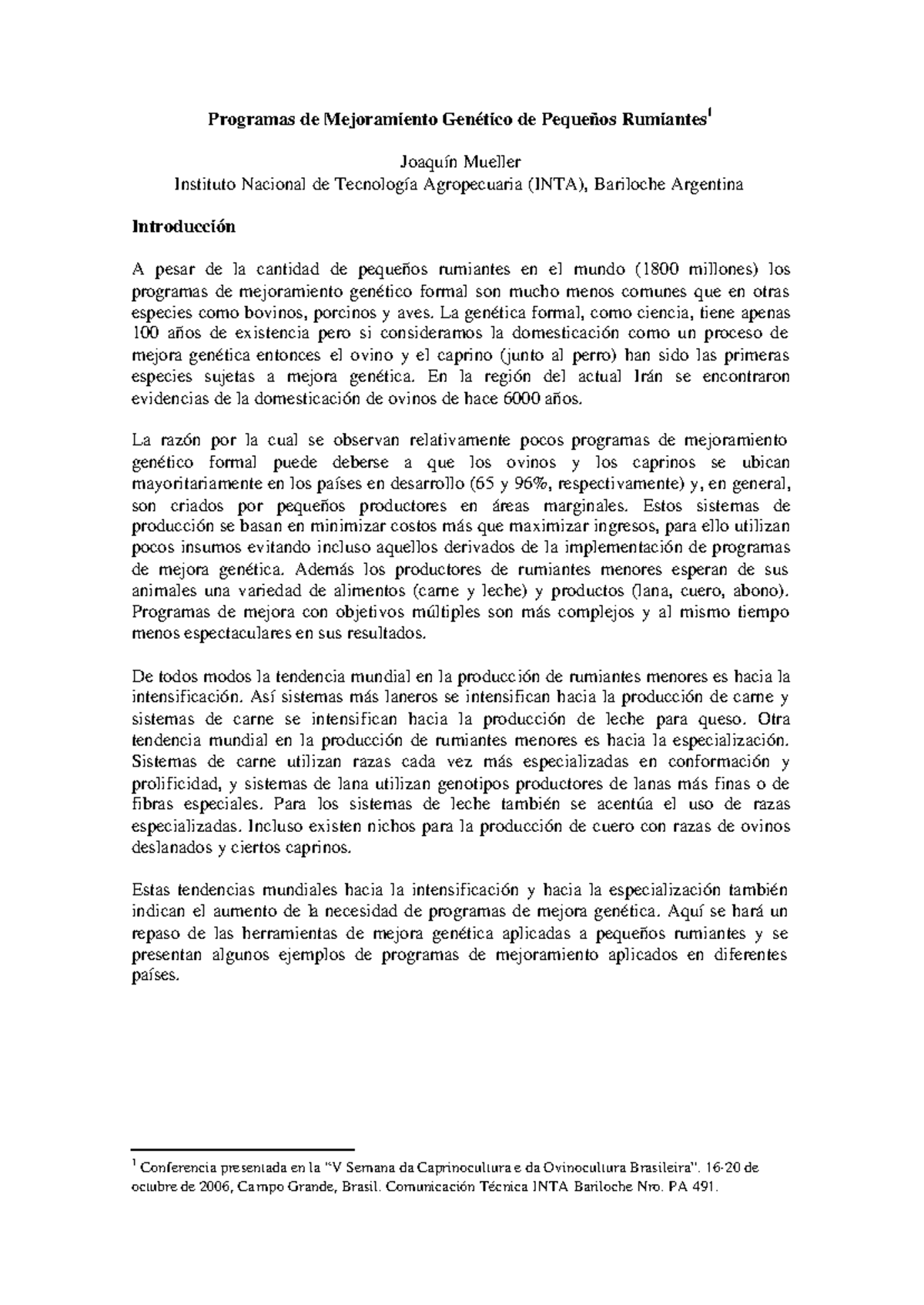 Programa de mejoramiento genético en pequeños rumiantes - Programas de ...