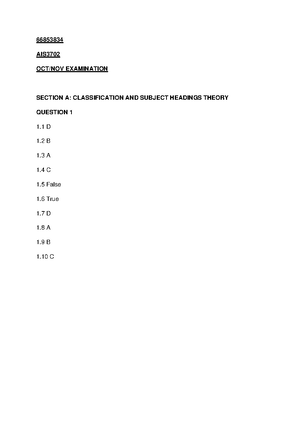AIS2602 Assignment 1 Answers - MODULE CODE AIS MODULE NAME LEARNING HOW TO PROVIDE REFERENCE ...