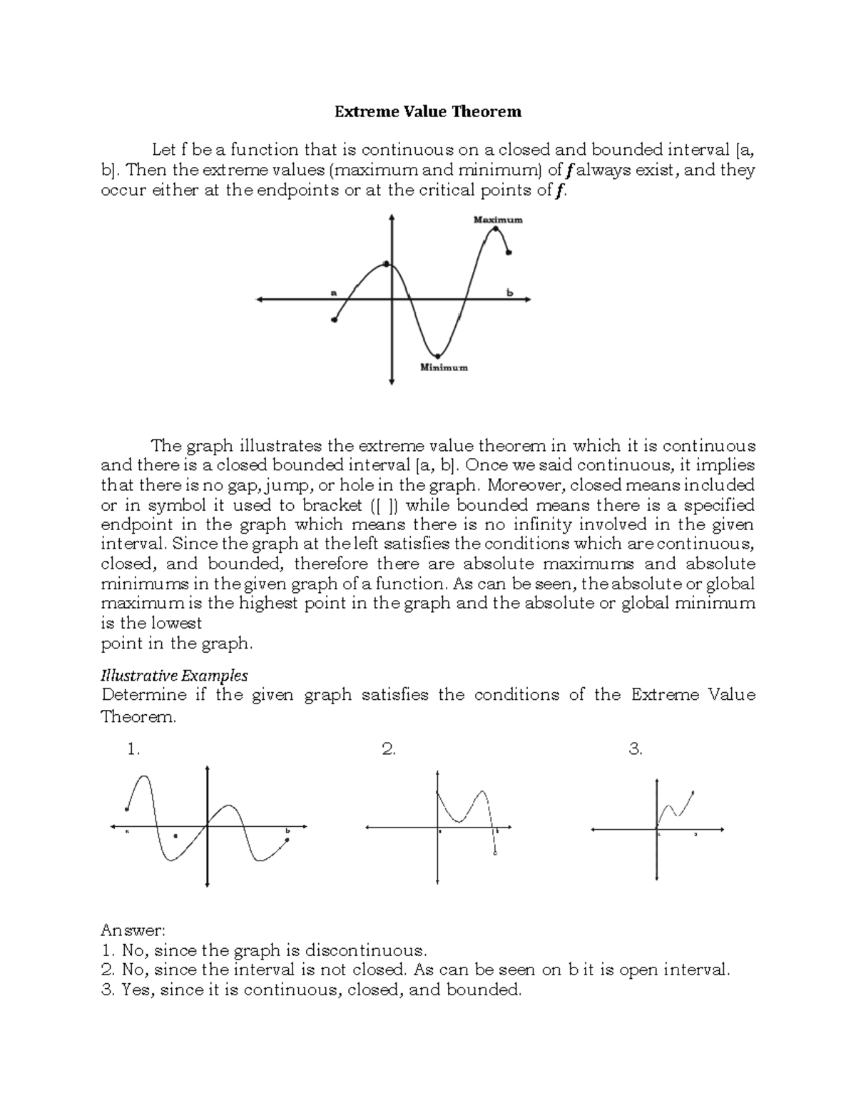 Extreme-Value-Theorem - Extreme Value Theorem Let f be a function that ...