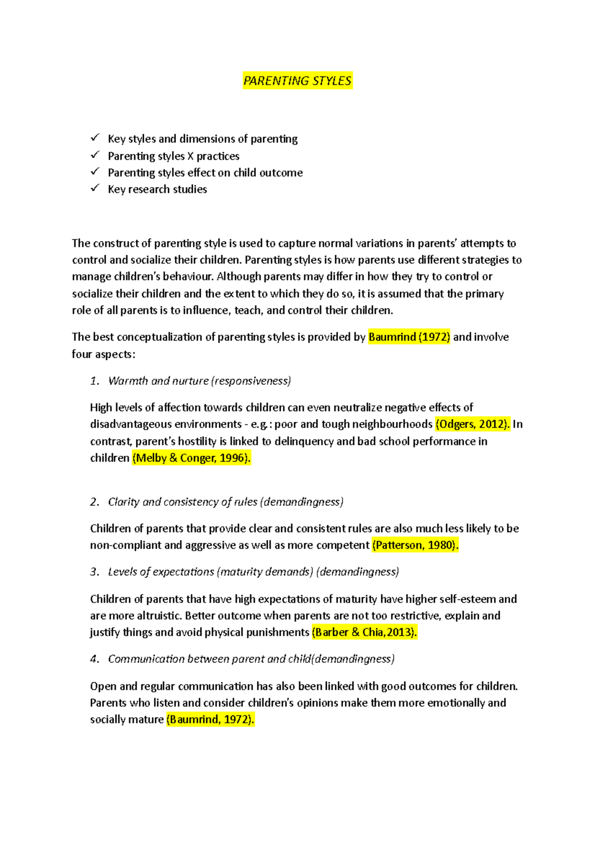 Parenting Styles and Their Impact on Child Development - Studocu