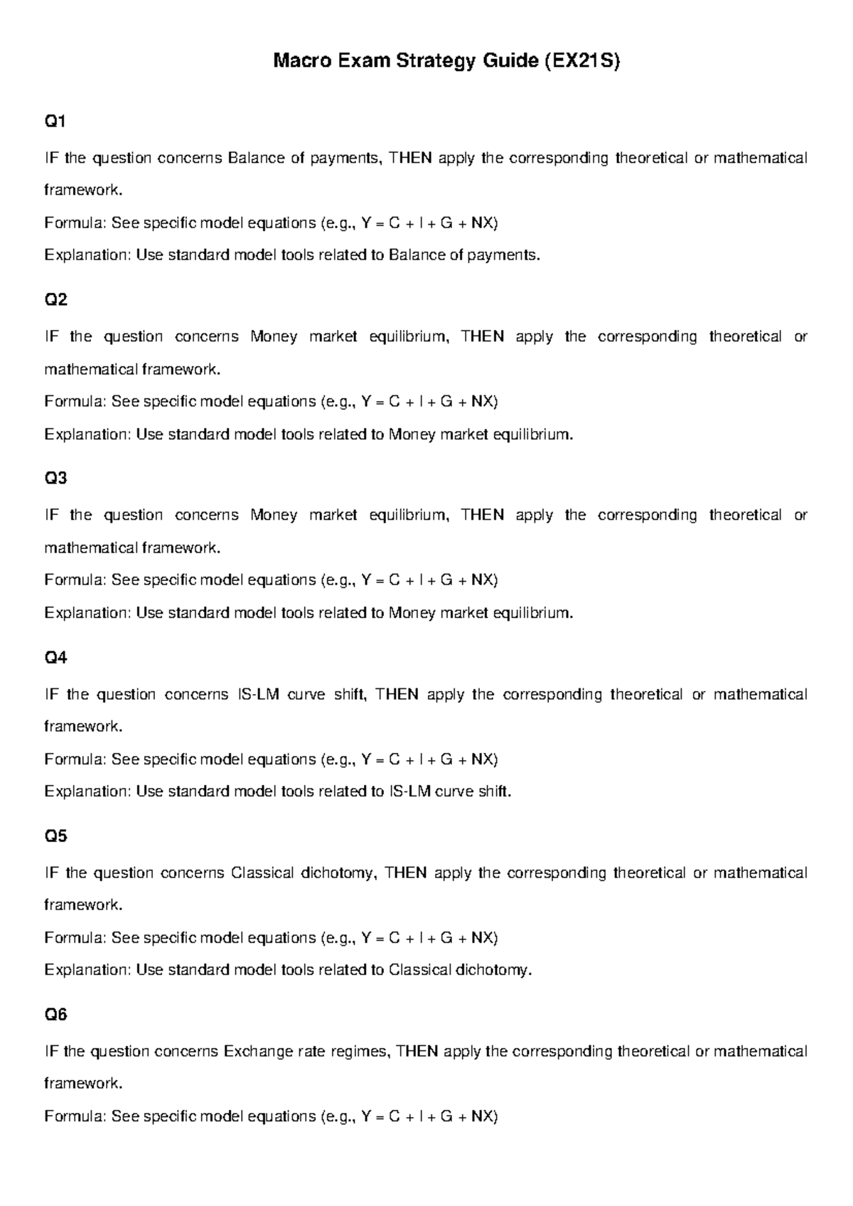 Macro Exam Strategy Guide (EX21S): Key Concepts & Frameworks - Studocu