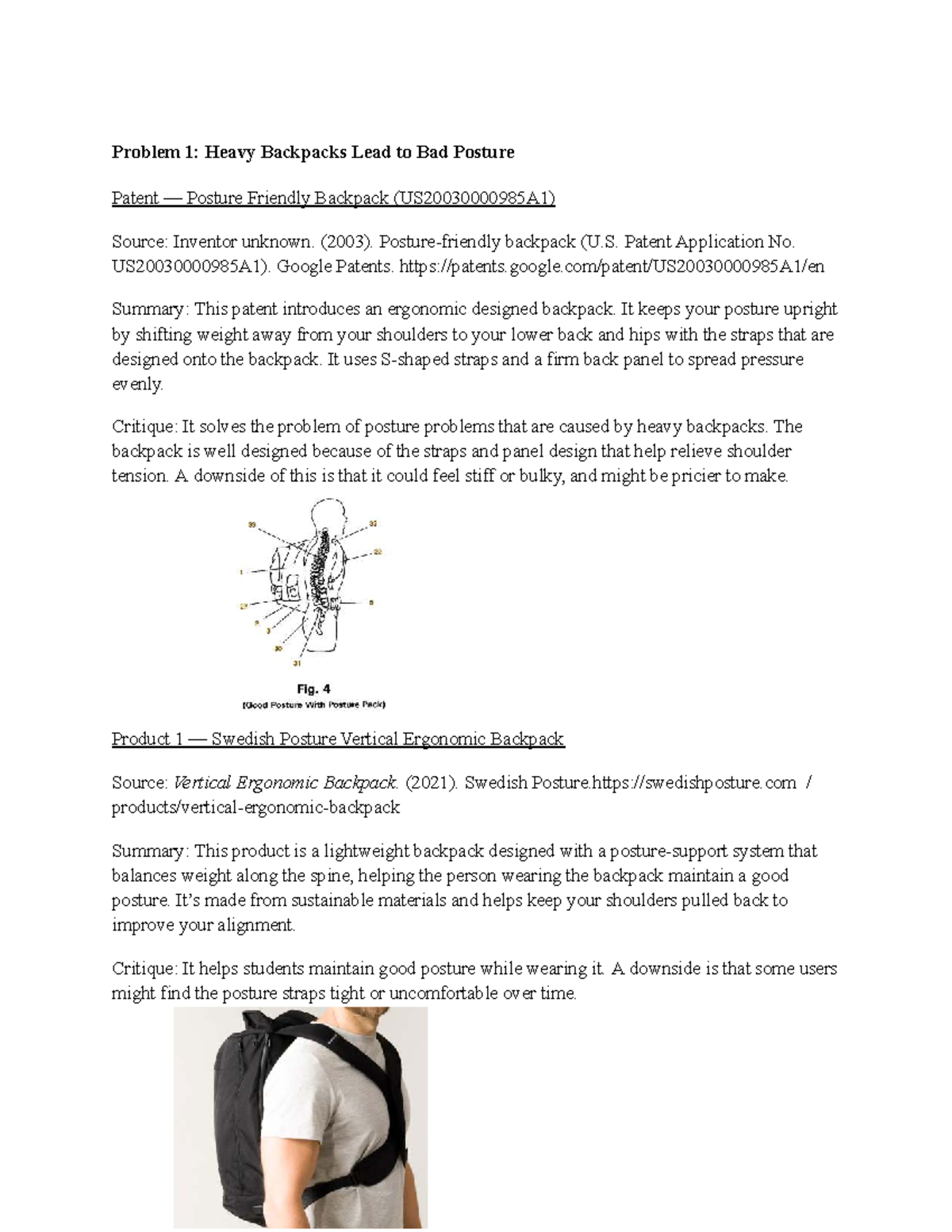Patents and Products: Ergonomic Backpacks & Smart Trash Solutions - Studocu