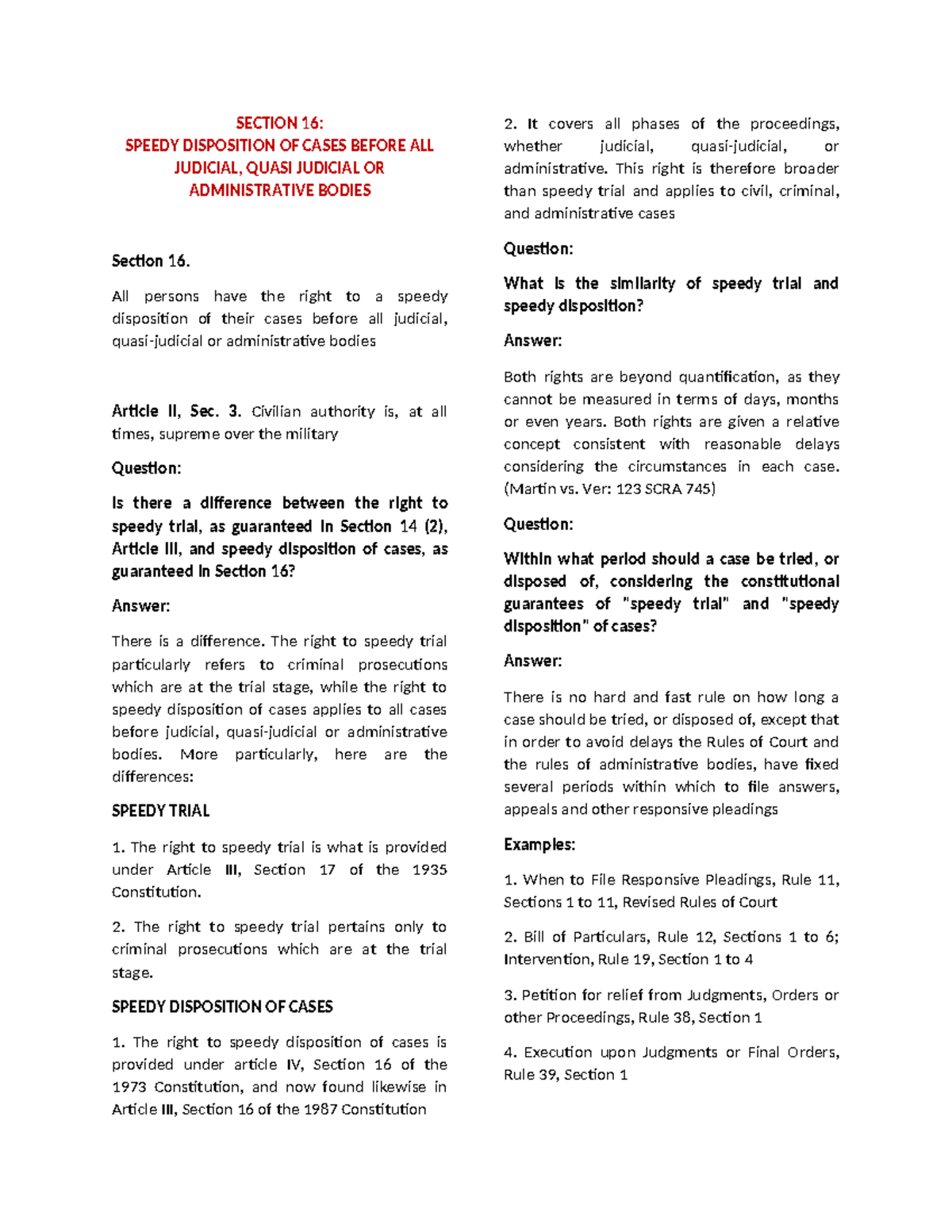 Section 16: Speedy Disposition of Judicial and Administrative Cases ...