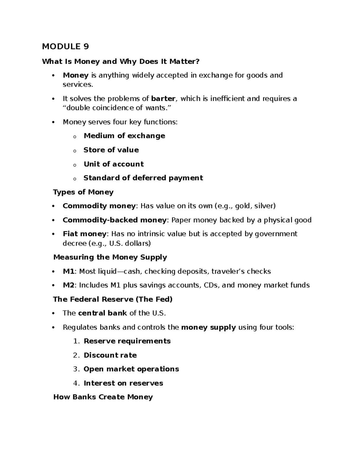 Module 9: Understanding Money, Its Functions, and Trade Dynamics - Studocu