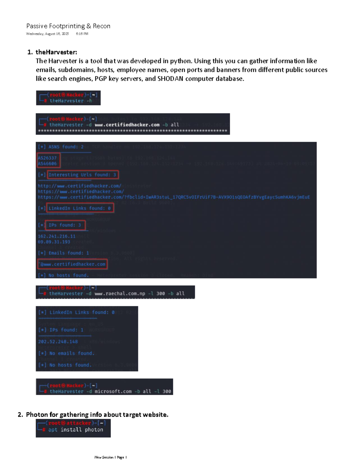 Passive Footprinting and Recon Techniques for OSINT Analysis - Studocu