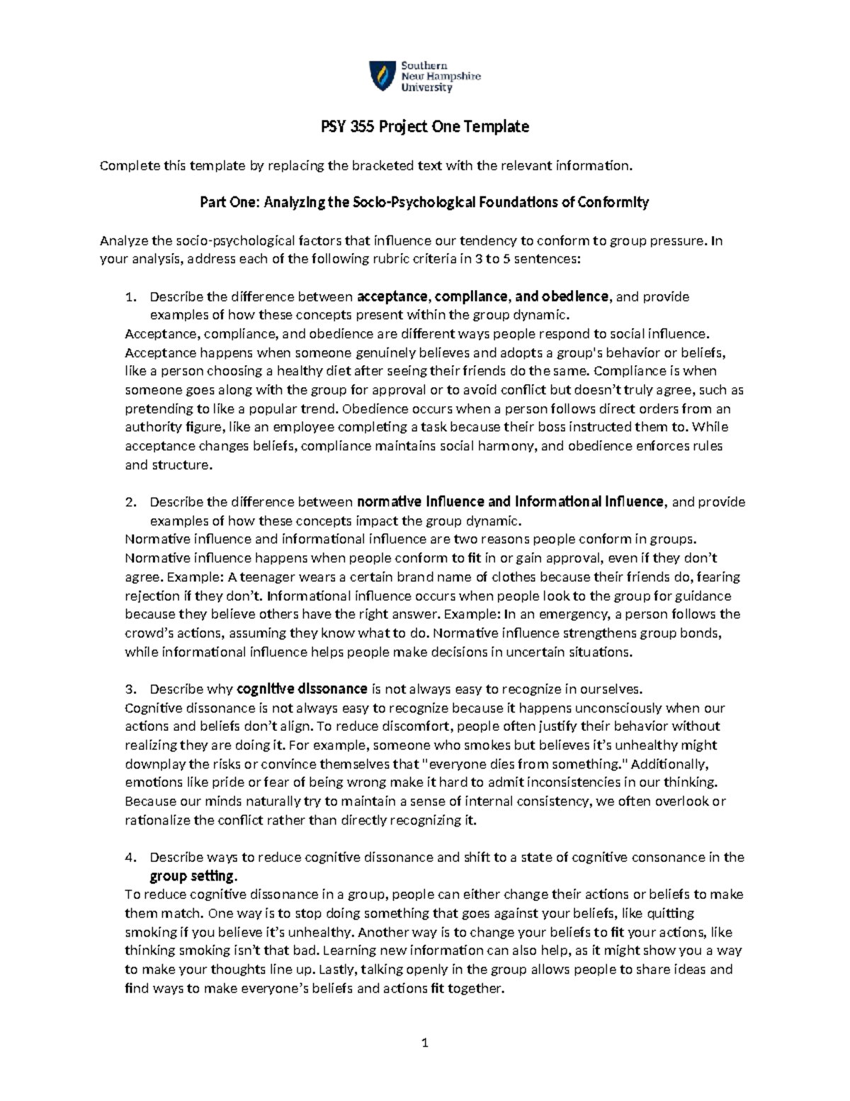 PSY 355 Project One - PSY 355 Project One Template Complete this ...