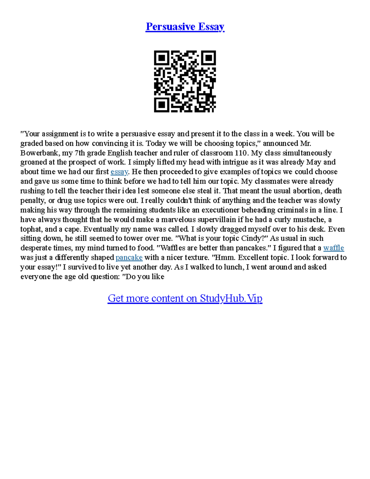 Persuasive Essay Ideas for 7th Grade English (ENG-110) - Studocu