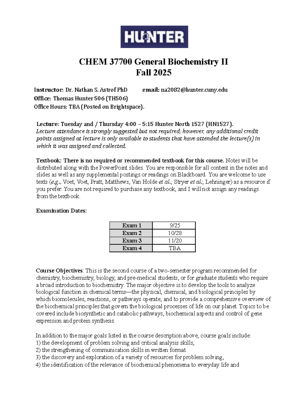 CHEM 37700 General Biochemistry II Syllabus - Fall 2025 - Studocu
