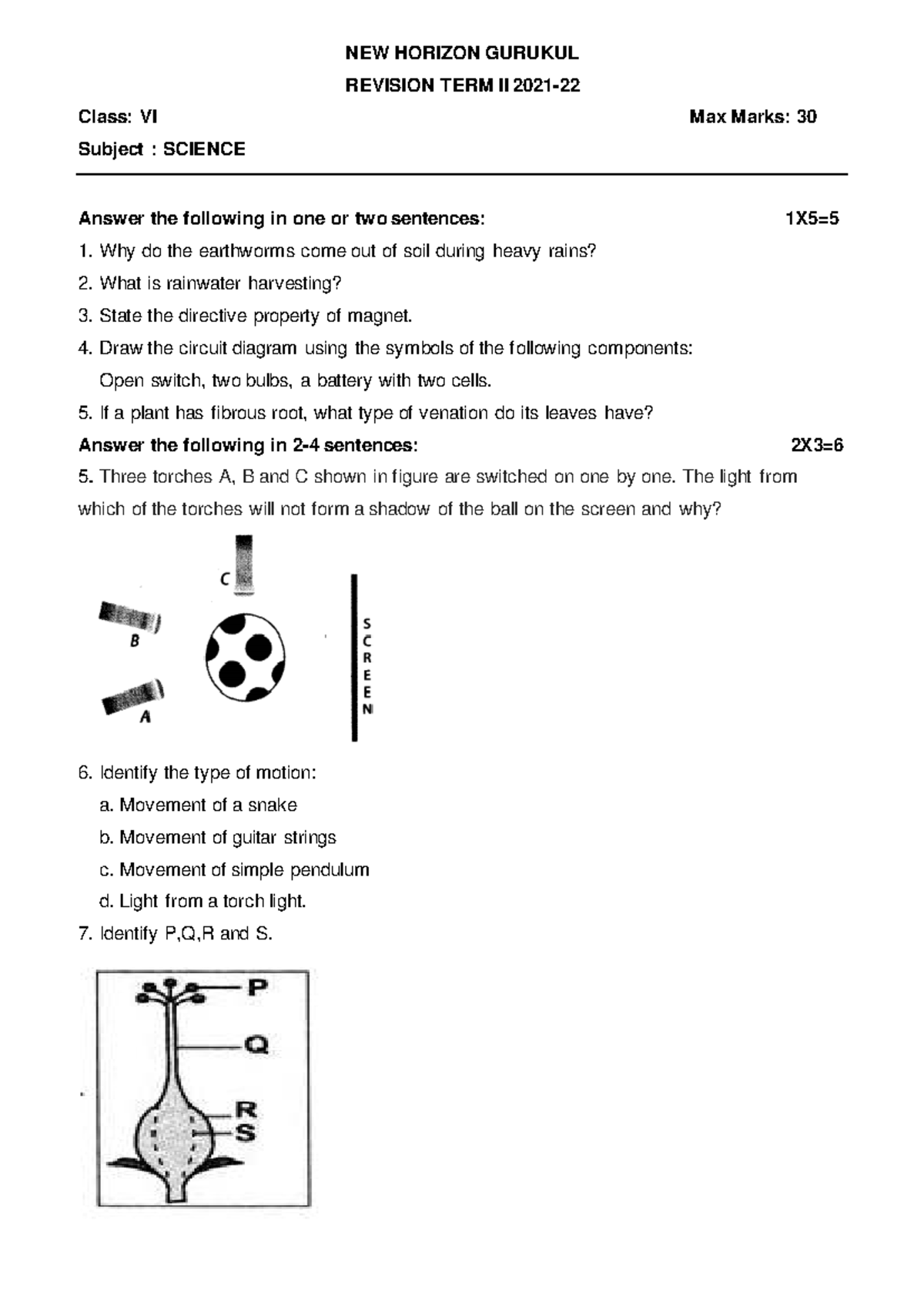 SCIENCE REVISION WORKSHEET - TERM II (Class VI) - Studocu