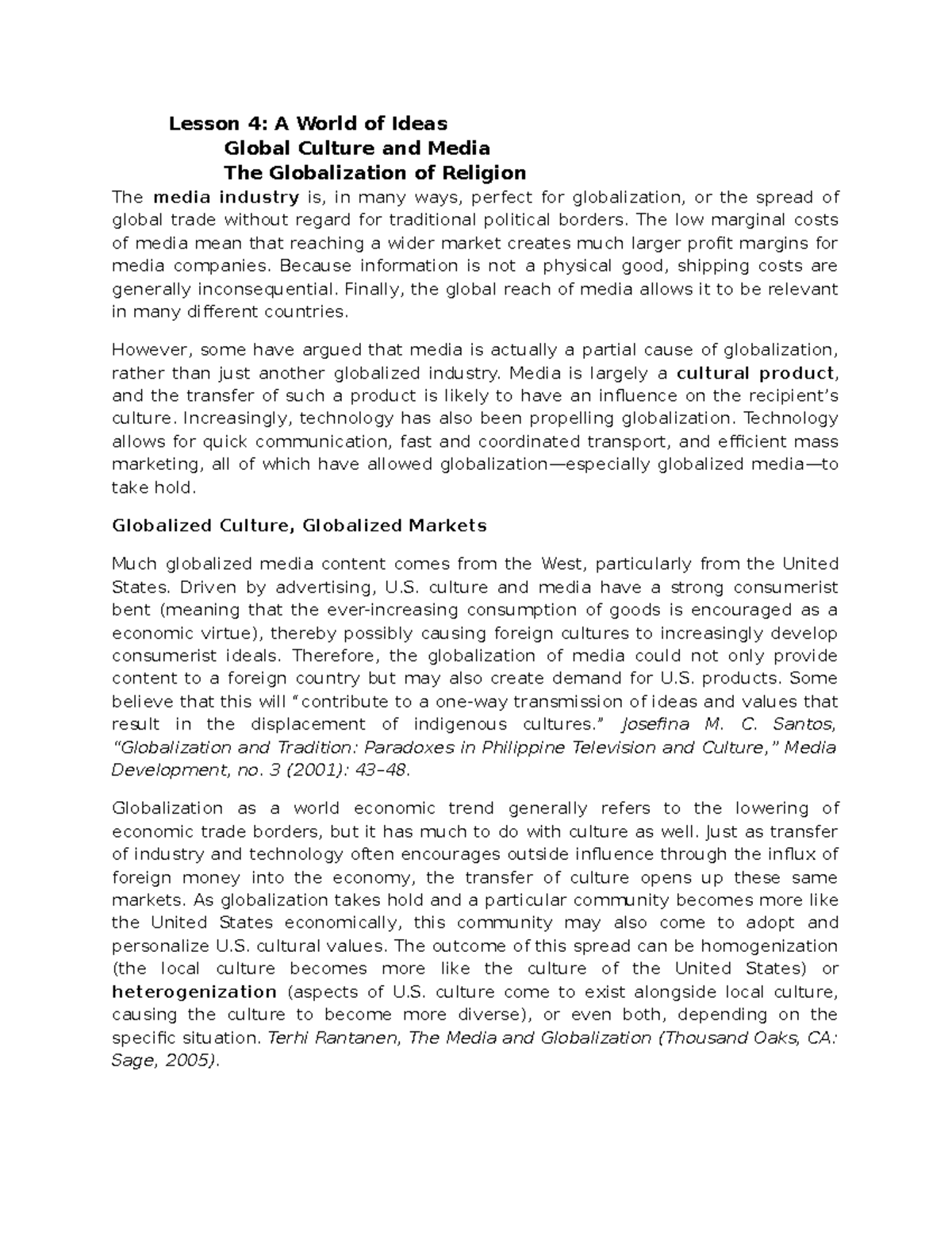 Lesson 4: Global Culture & Media's Role in Religious Globalization ...