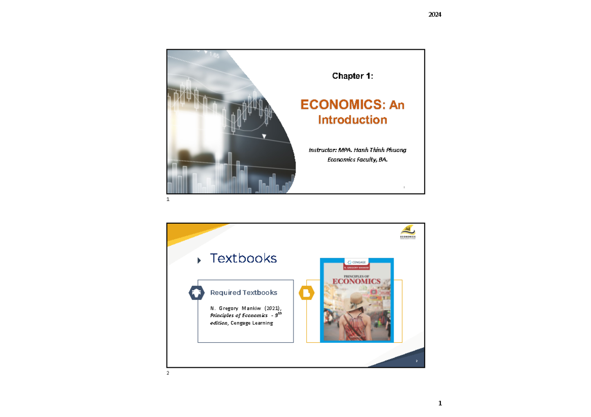Chapter 1. Student handout - Chapter 1: ECONOMICS: An Introduction ...