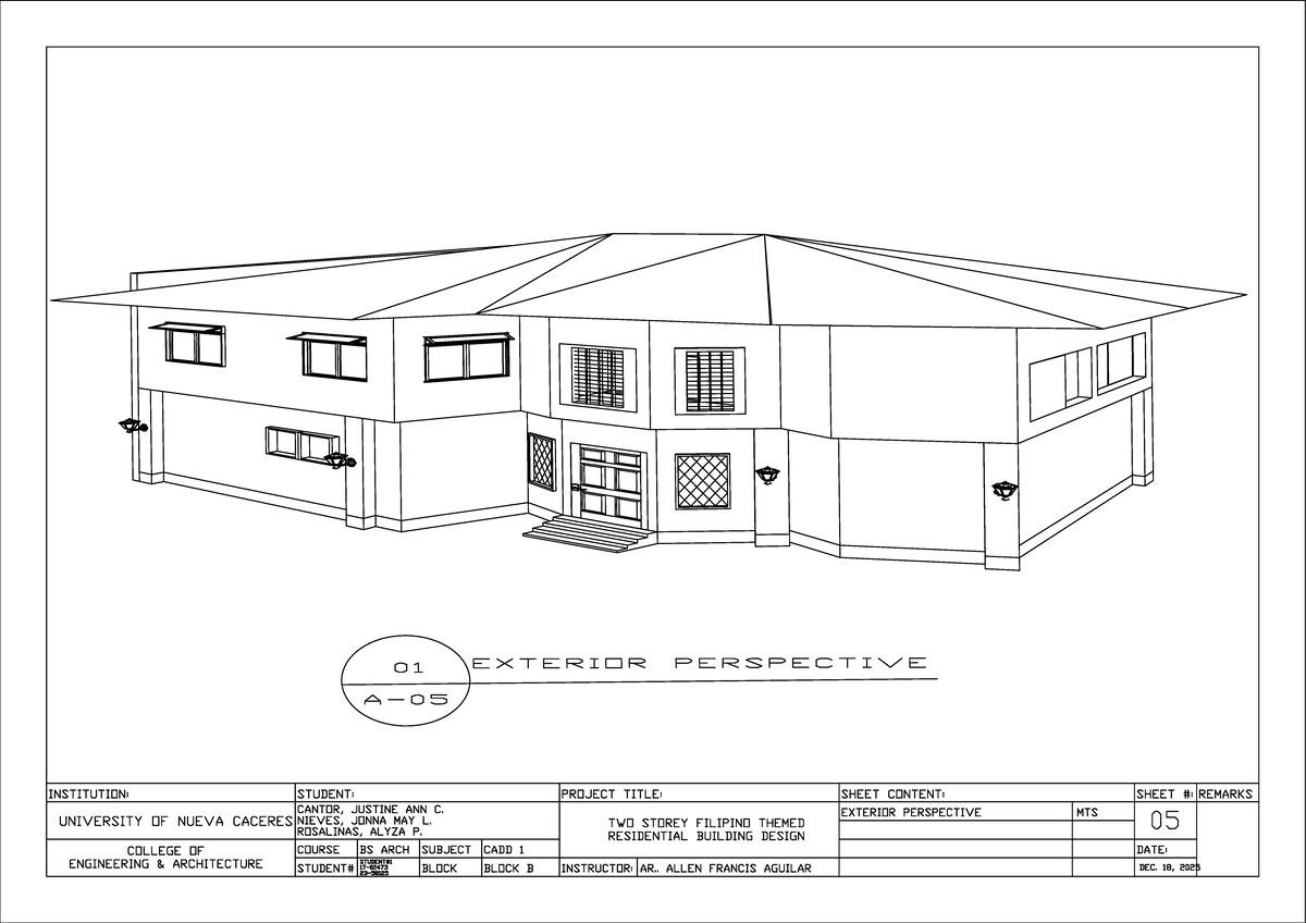 CADD 1 Final Project: Exterior Perspective Design in AutoCAD - Studocu