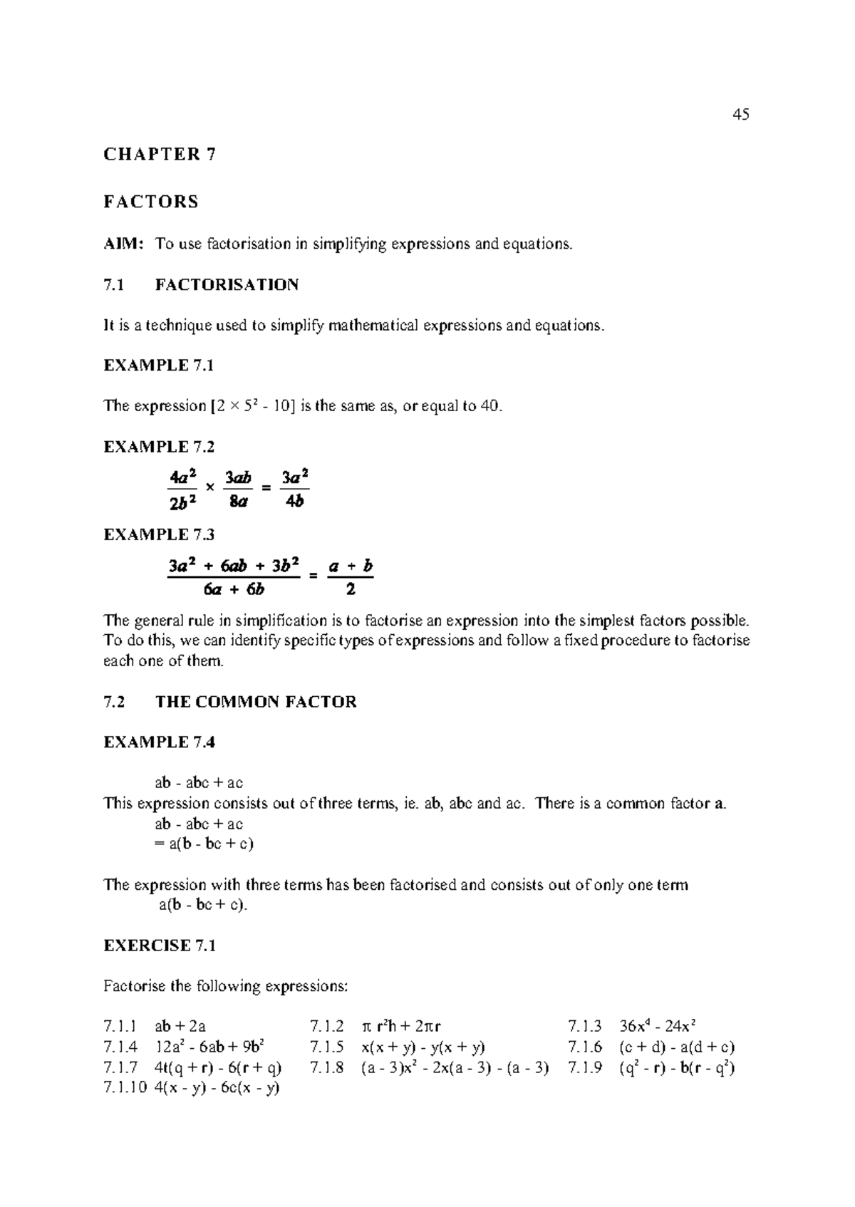 Chapter 7: Factorisation Techniques and Examples (Lecture Notes) - Studocu