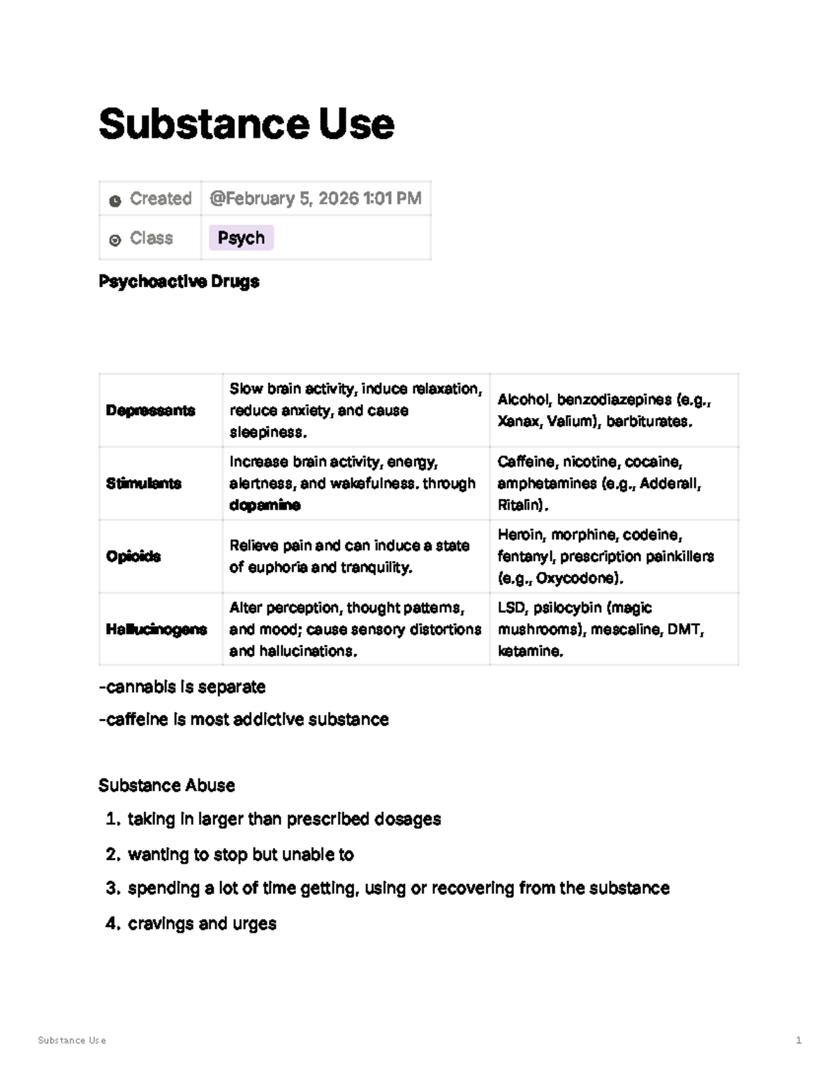 Psych 101: Substance Use and Psychoactive Drugs Overview - Studocu