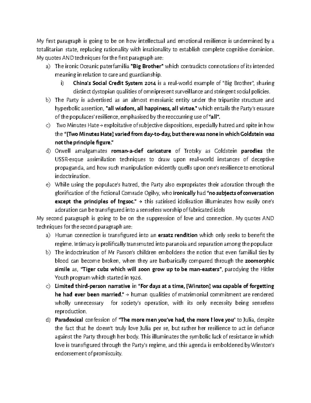 HSC English Advanced Essay: Resilience in Orwell's Nineteen Eighty-Four ...