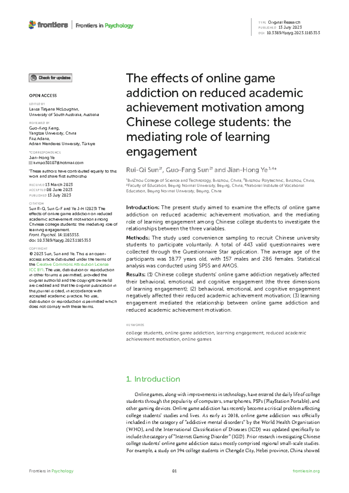 The Effects of Online Game Addiction on Academic Motivation: A Study on ...
