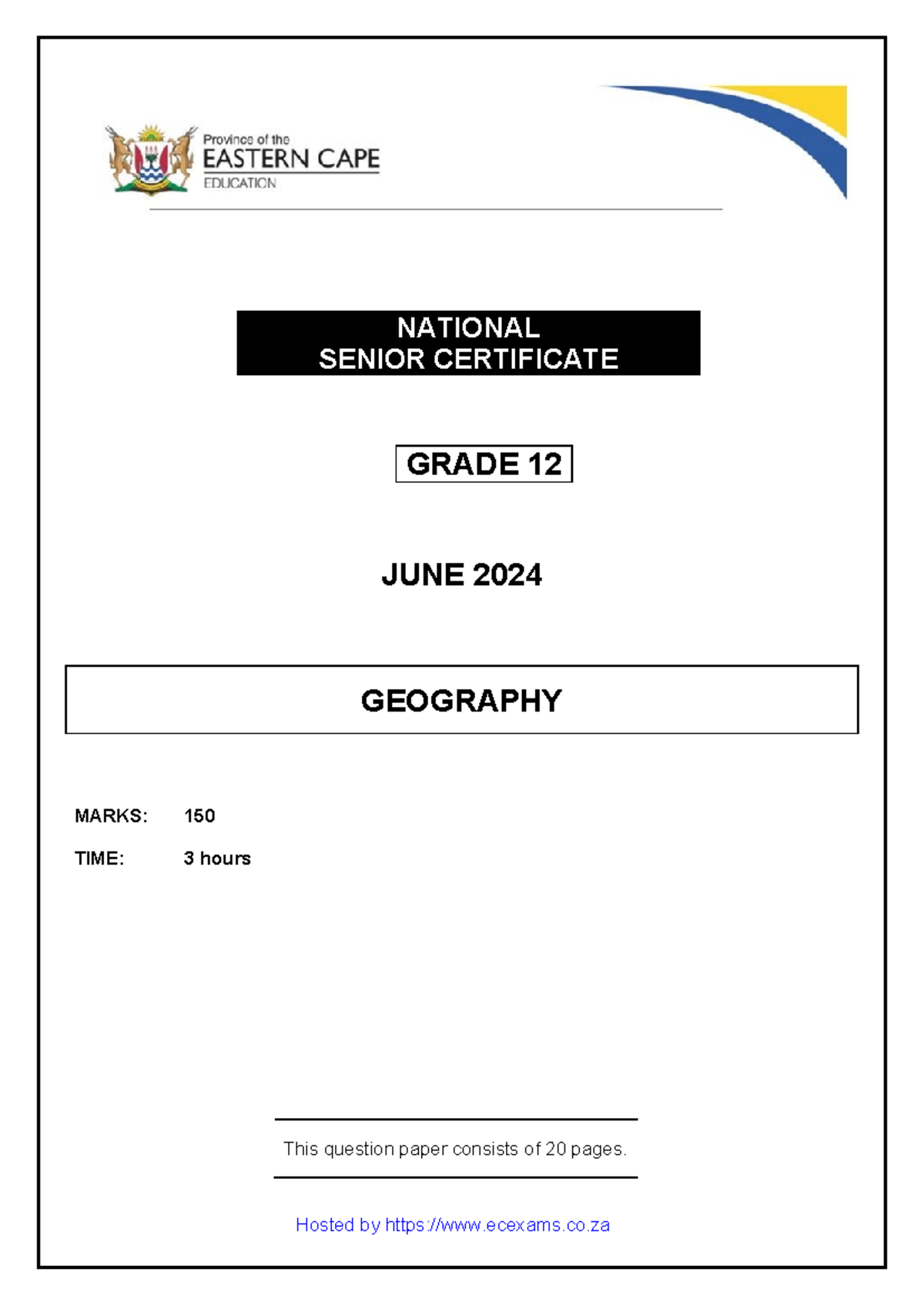 Geography GR12 Final Exam June 2024 - Question Paper Overview - Studocu